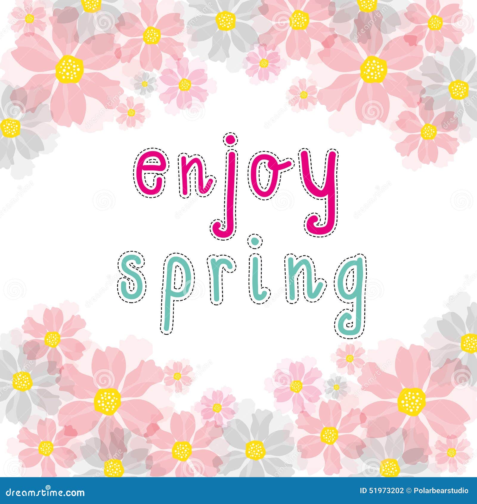 Enjoy Spring Pink Cherry Blossom Stock Vector - Illustration of flora ...