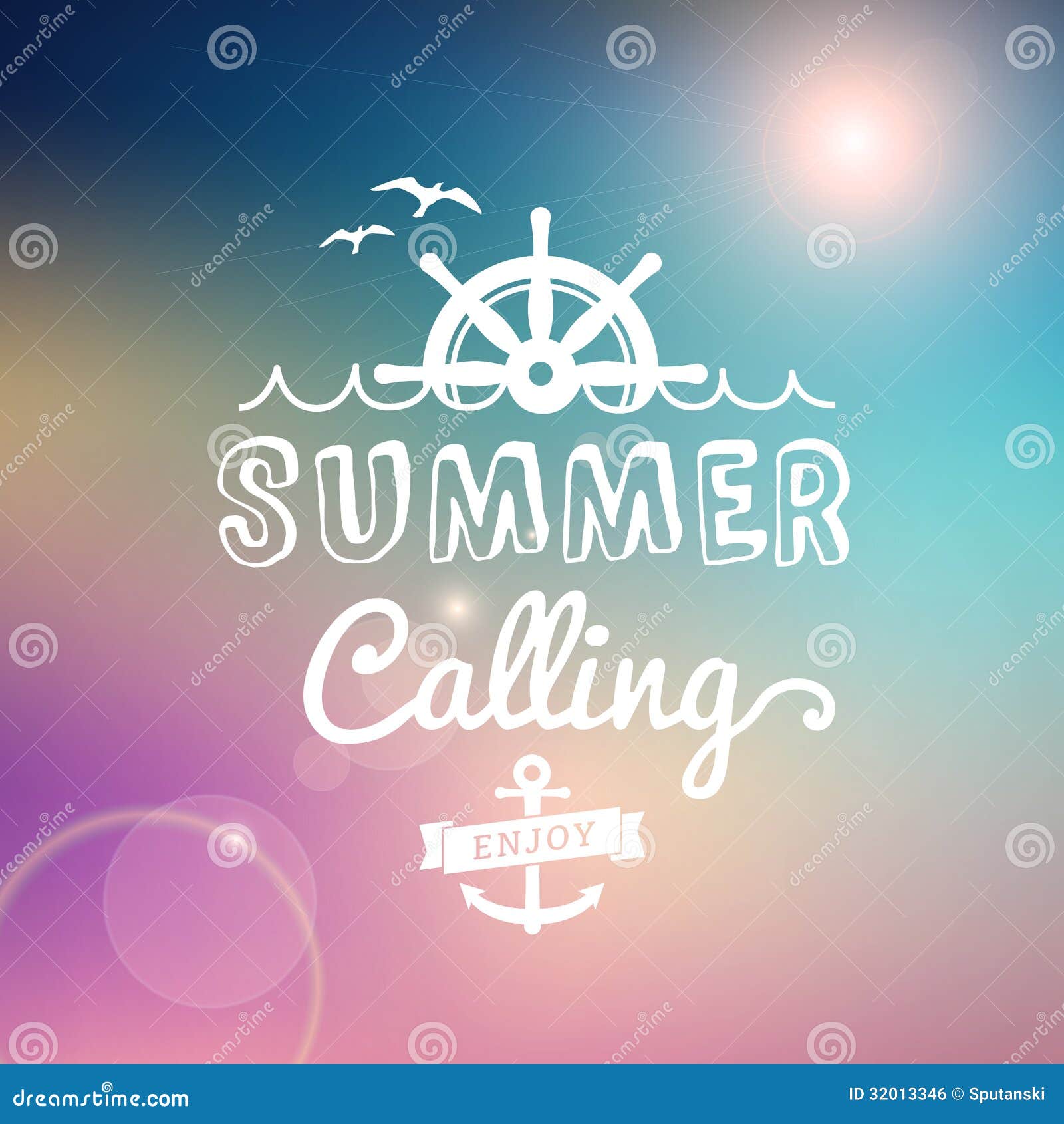 Summer Calling Hand Drawn Lettering. Crocodile In Sunglasses Sunbathing ...