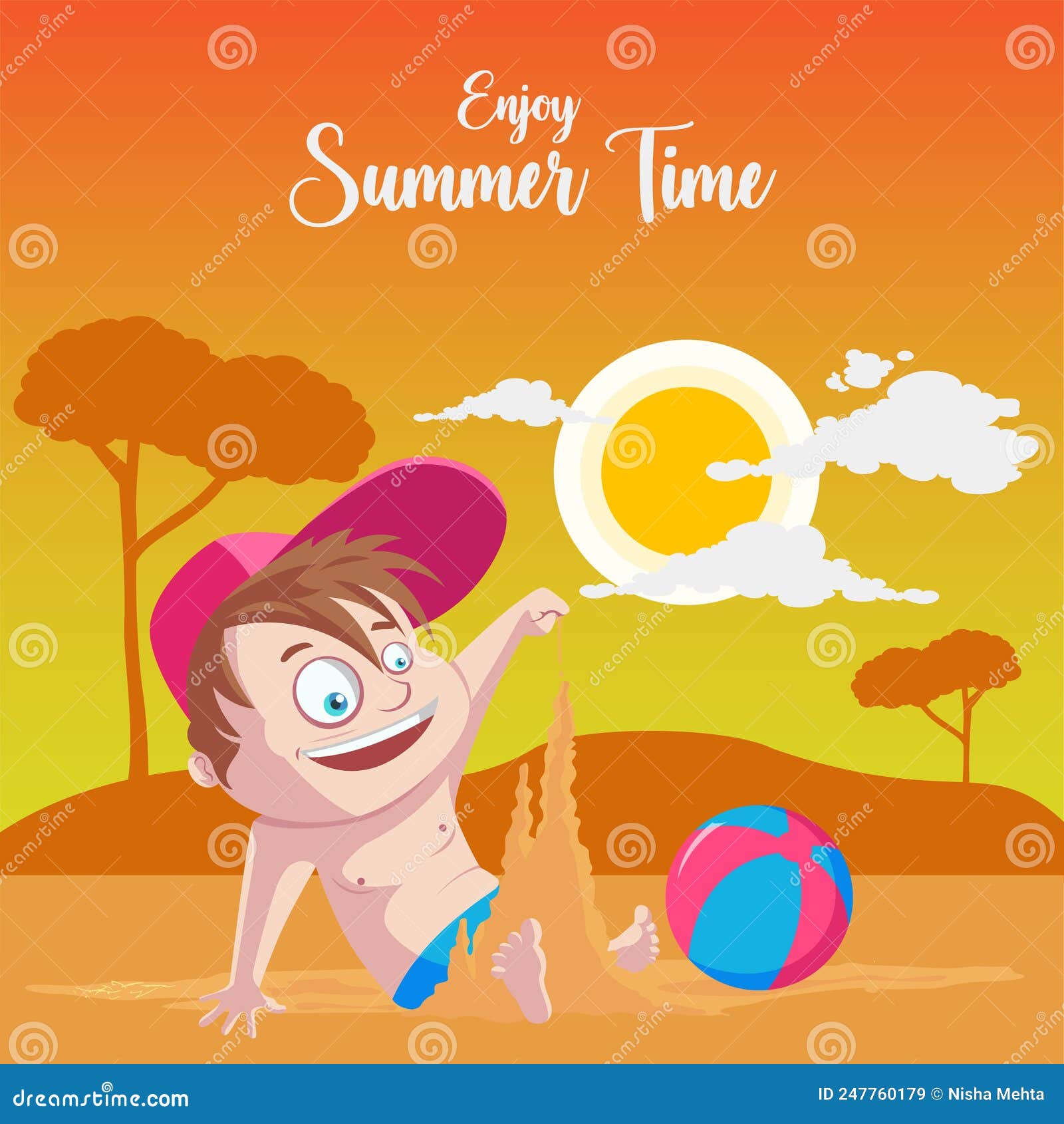 Enjoy Summer Time Banner Design Stock Vector - Illustration of banner ...