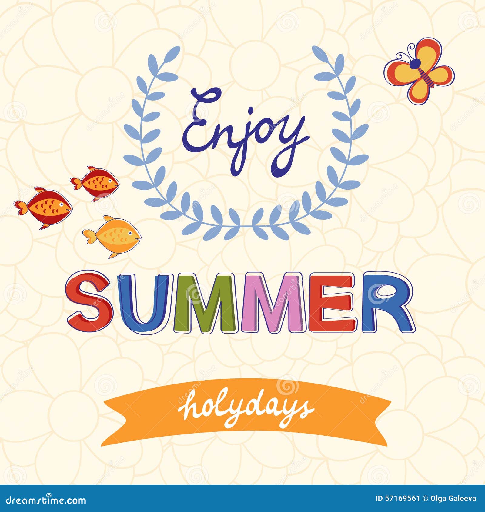 Enjoy Summer Vector Typography on Floral Stock Vector - Illustration of ...