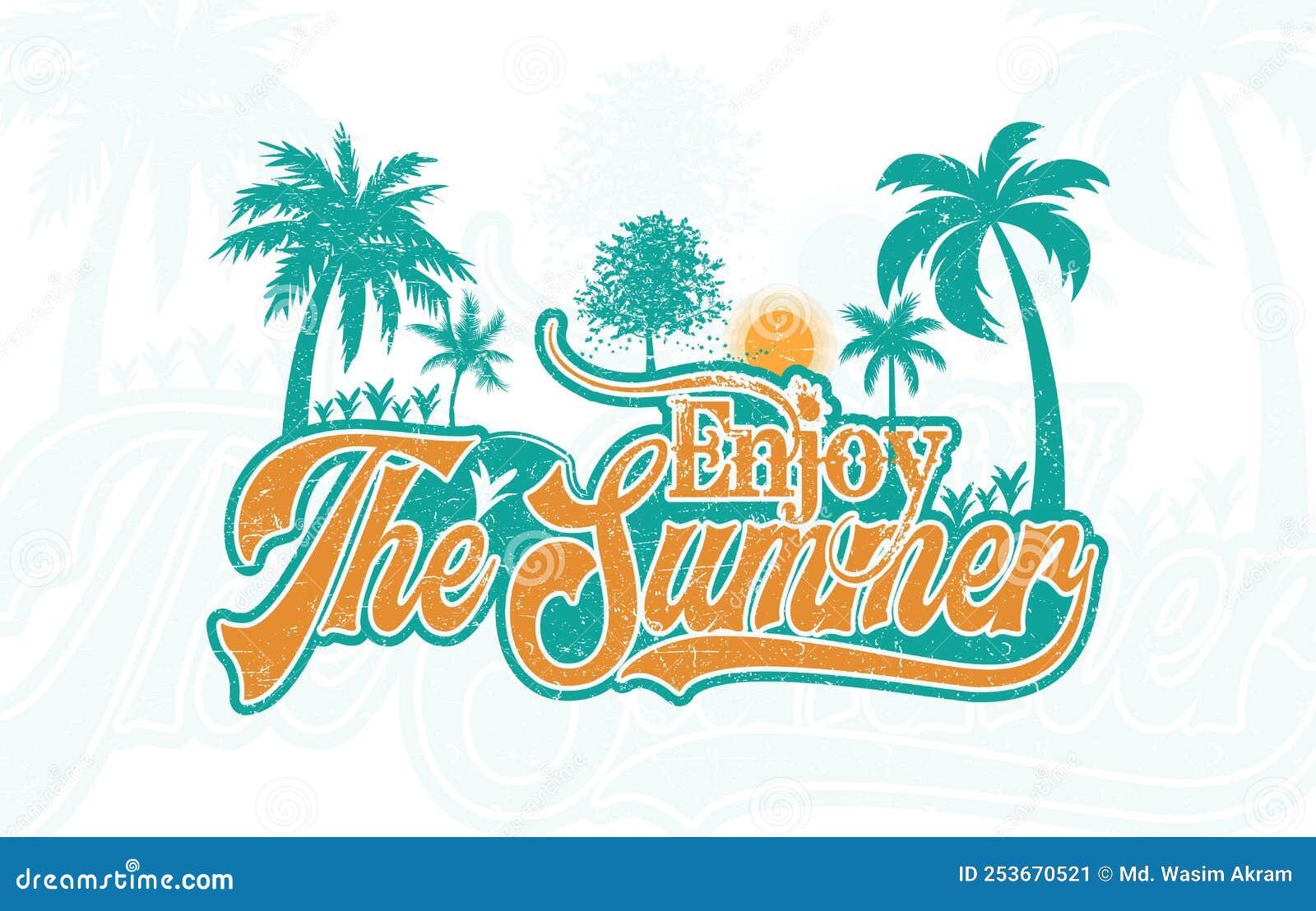 Enjoy the Summer Vintage T Shirt Design Stock Vector - Illustration of ...