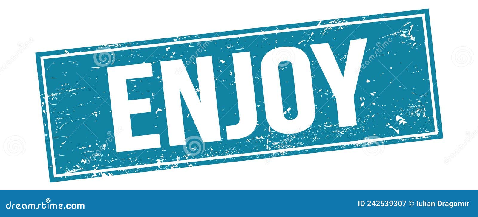 ENJOY Text on Blue Grungy Rectangle Stamp Stock Illustration ...