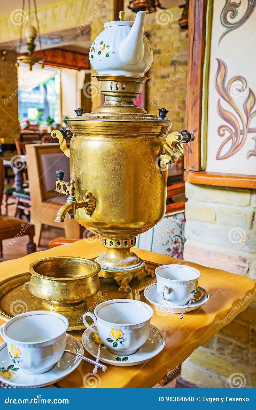 Enjoy Traditional Russian Tea Ceremony Stock Photo - Image of interior ...