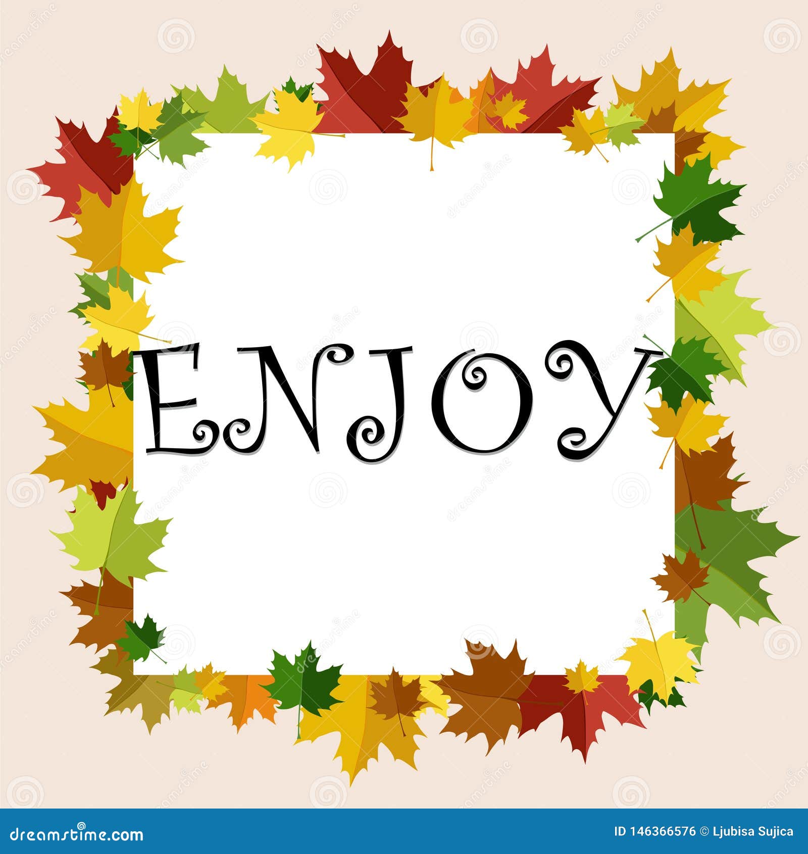 Enjoy Word with Leaves Background Stock Vector - Illustration of funny ...