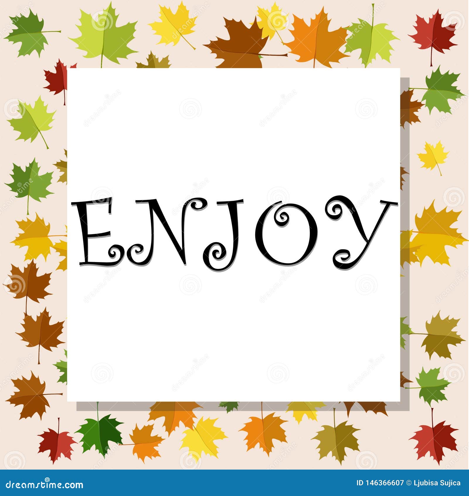 Enjoy Word with Leaves Background Stock Vector - Illustration of play ...