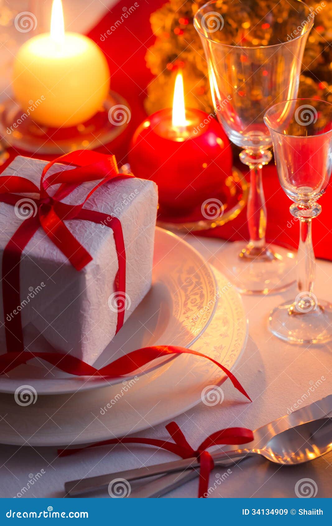Enjoy Your Christmas Dinner Stock Image - Image of holiday, candlelight ...