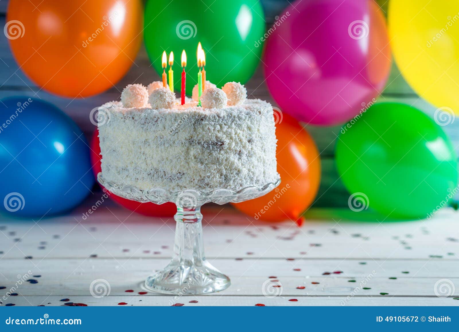 Enjoy Your Coconut Birthday Cake Stock Photo - Image of confectionery ...