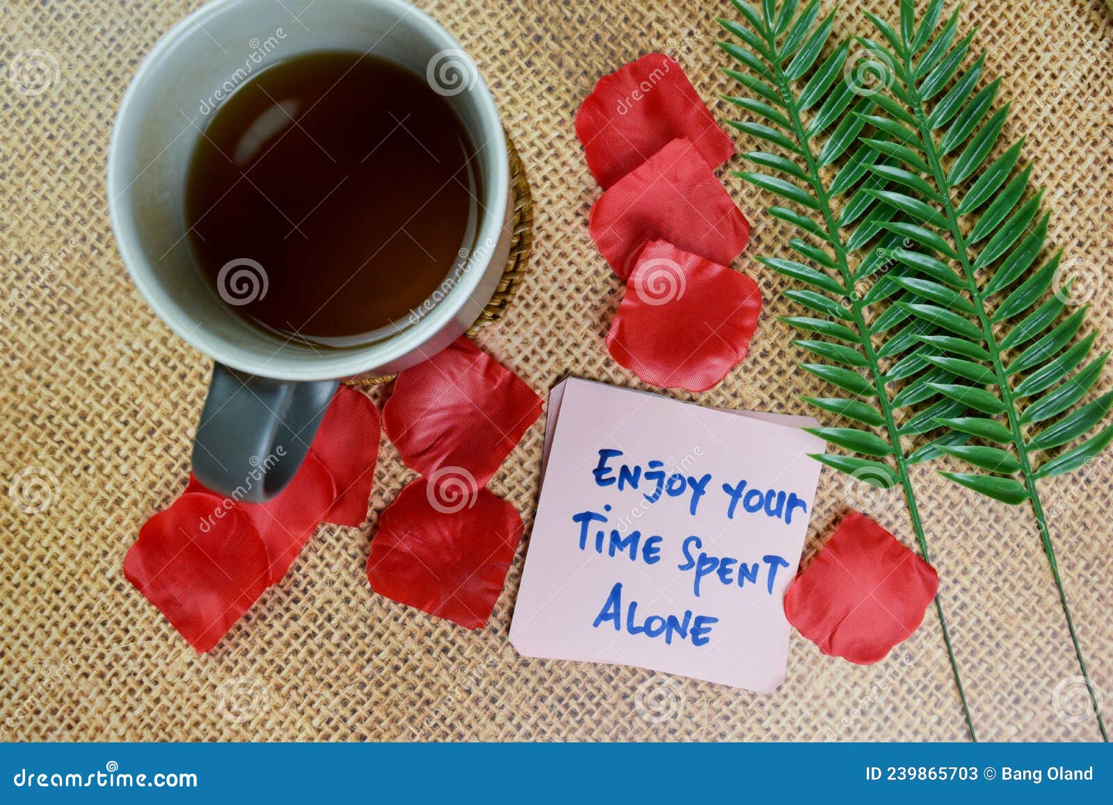 Enjoy Your Time Spent Alone Write on Sticky Notes Isolated on Wooden ...