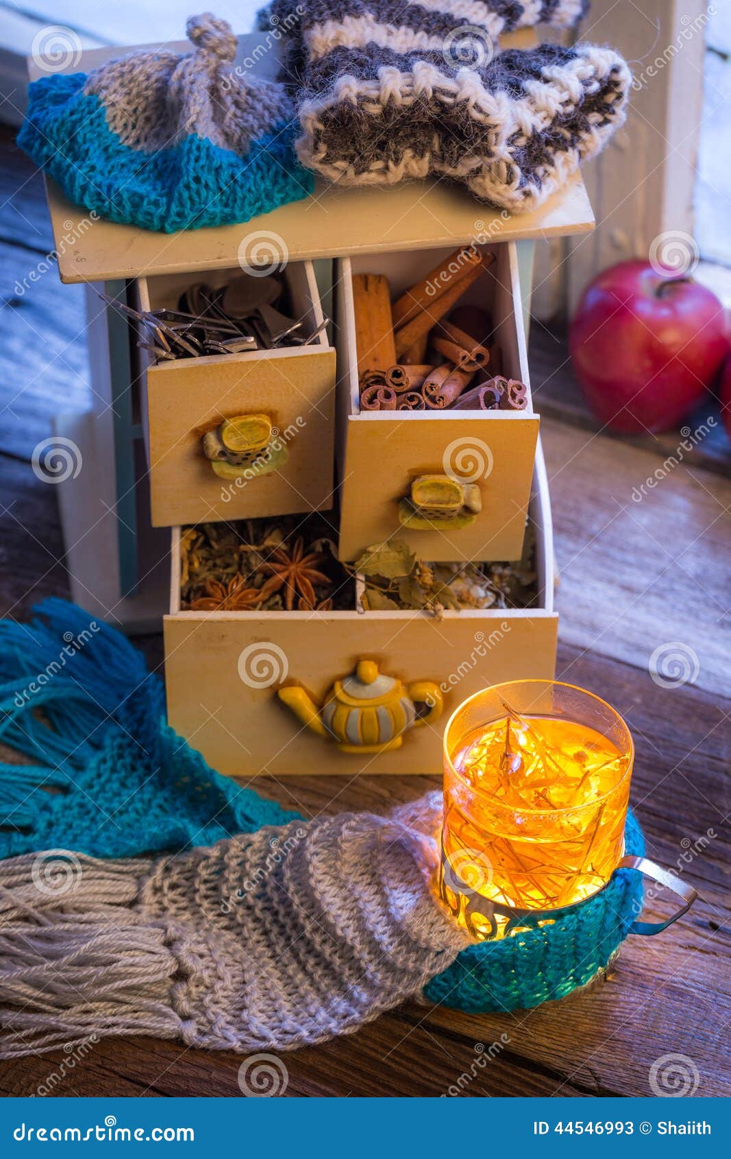 Enjoy Your Warming Tea in Winter Evening Stock Image - Image of apple ...