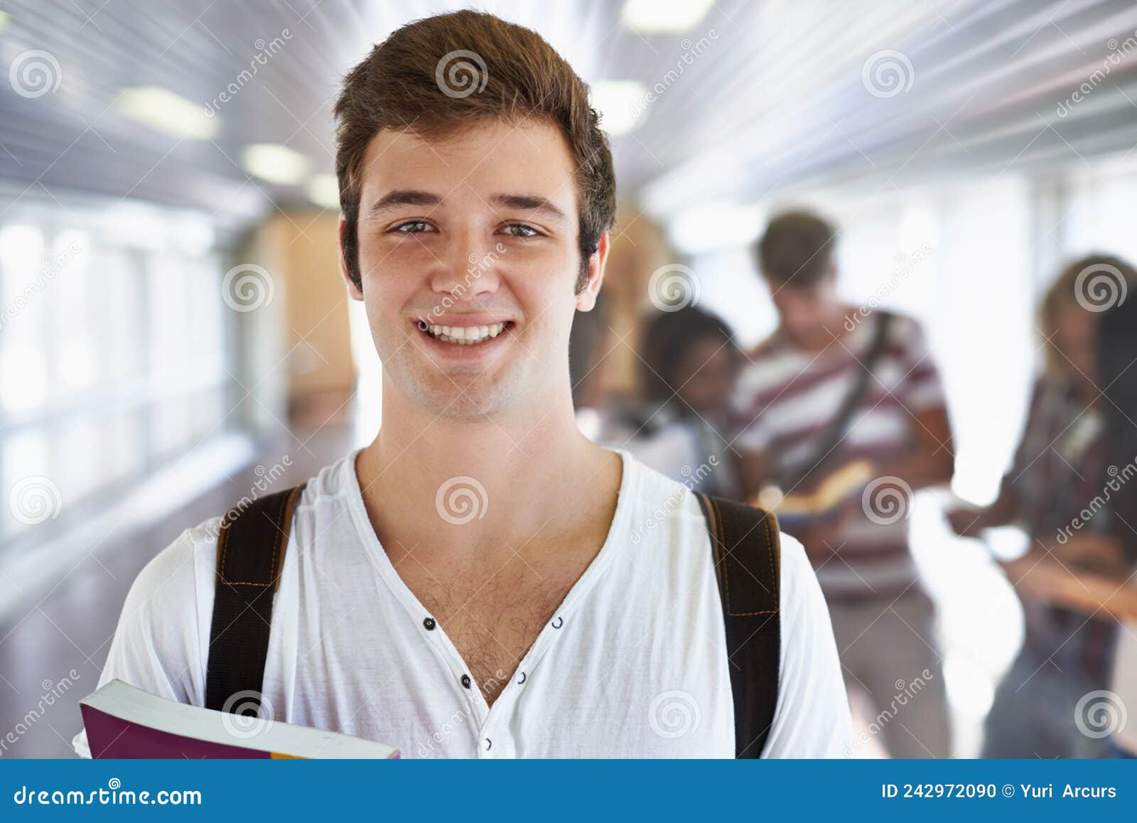Enjoying Campus Life. Shot of Young University Students on the School ...