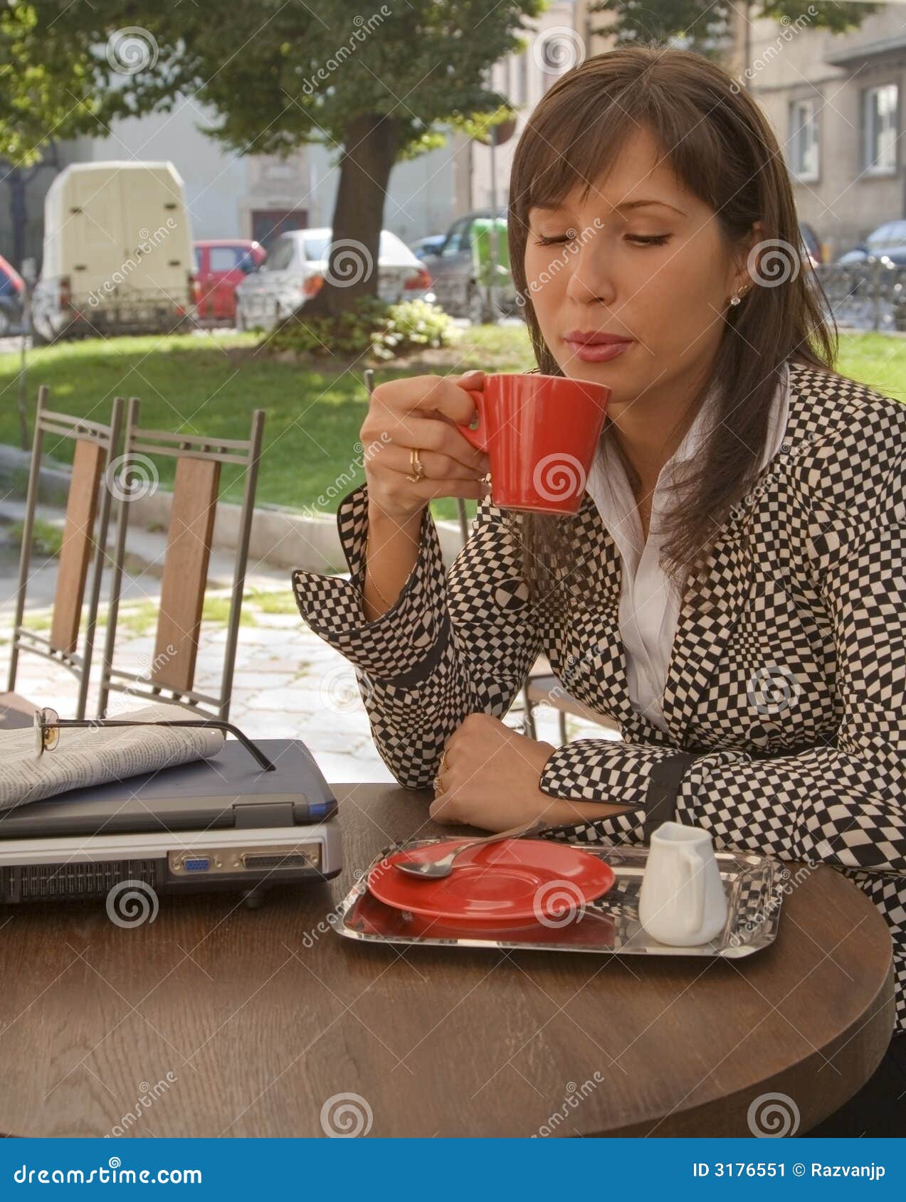 Enjoying coffee stock image. Image of computer, business - 3176551