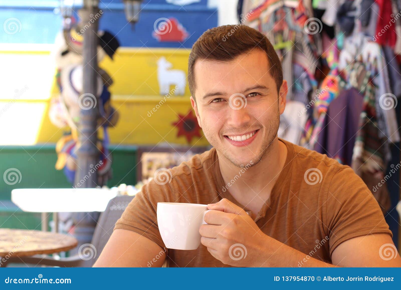 Enjoying a Coffee in a Terrace Stock Photo - Image of culture ...