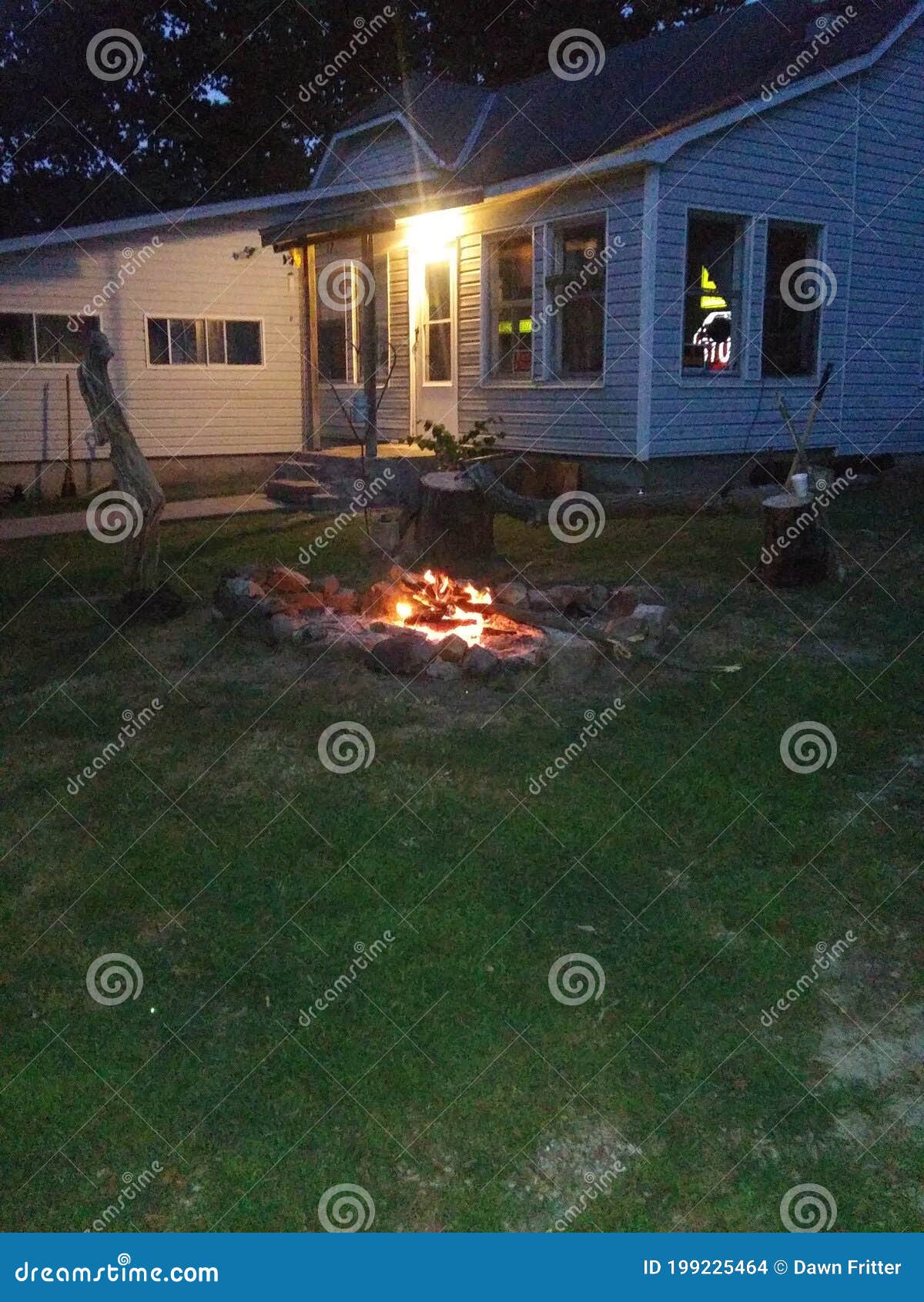 Enjoying Country Life with a Bonfire Stock Photo - Image of backyard ...