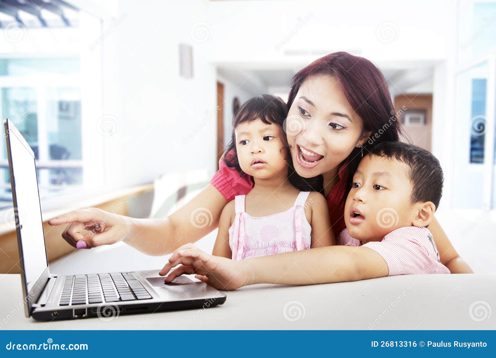 Enjoying Entertainment on Laptop at Home Stock Photo - Image of ...