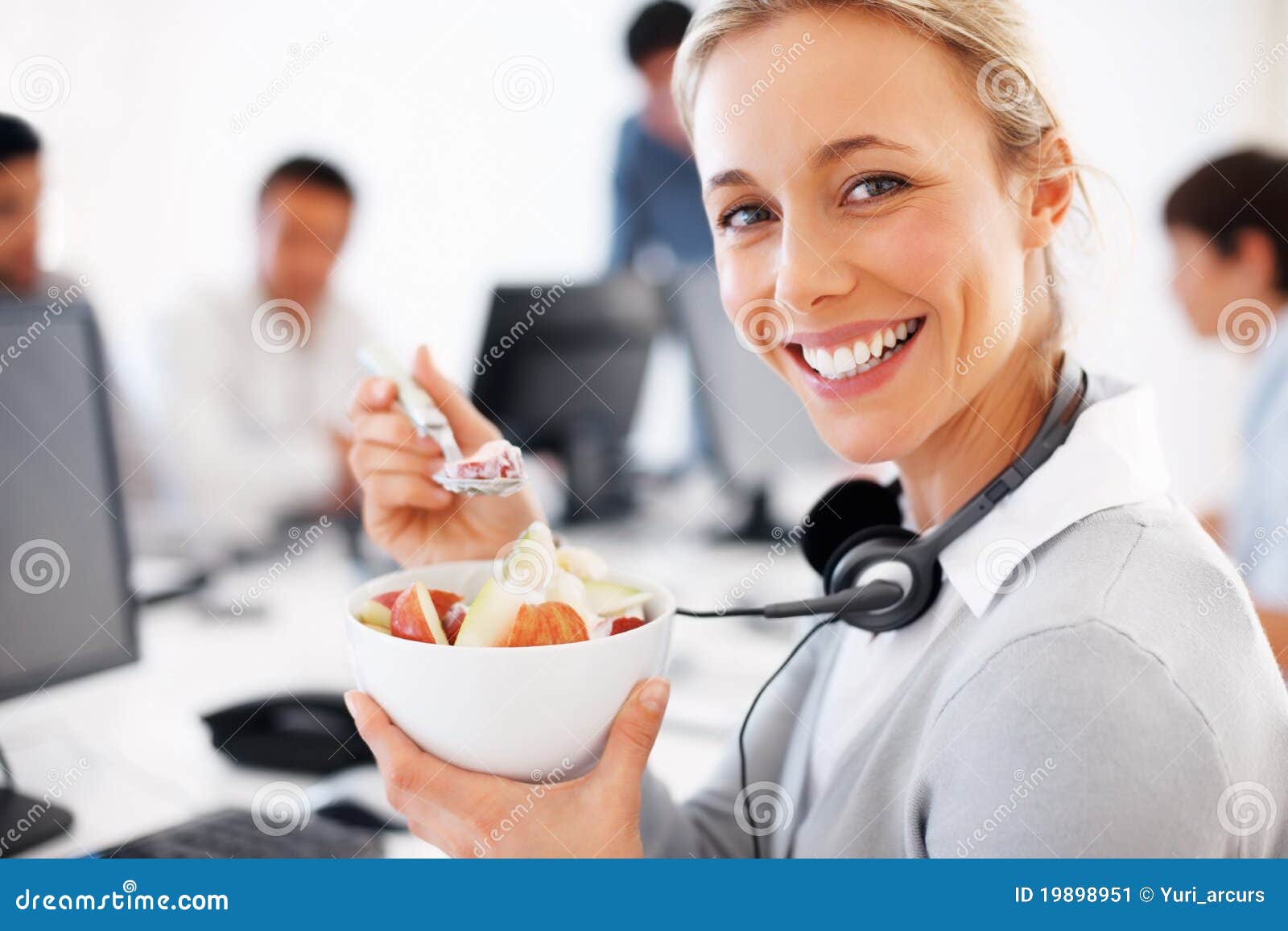 Enjoying Healthy Lunch Break Stock Image - Image of businessman ...