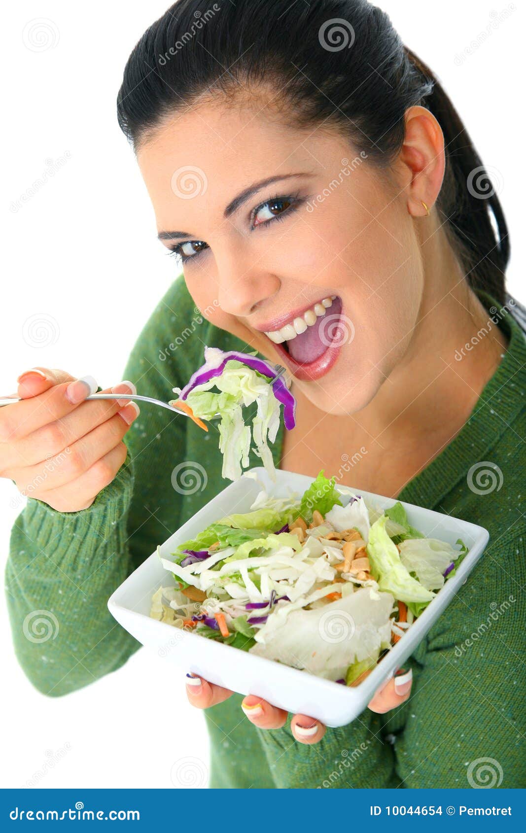 Enjoying Healthy Salad stock photo. Image of nutrient - 10044654