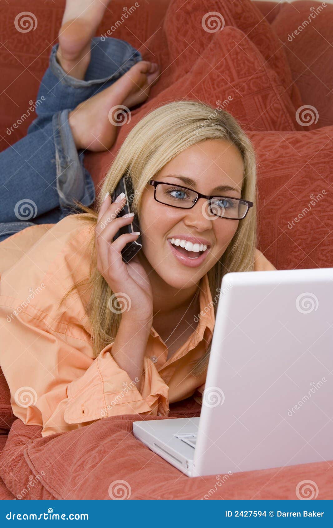 Enjoying the Internet stock photo. Image of eyes, girl - 2427594