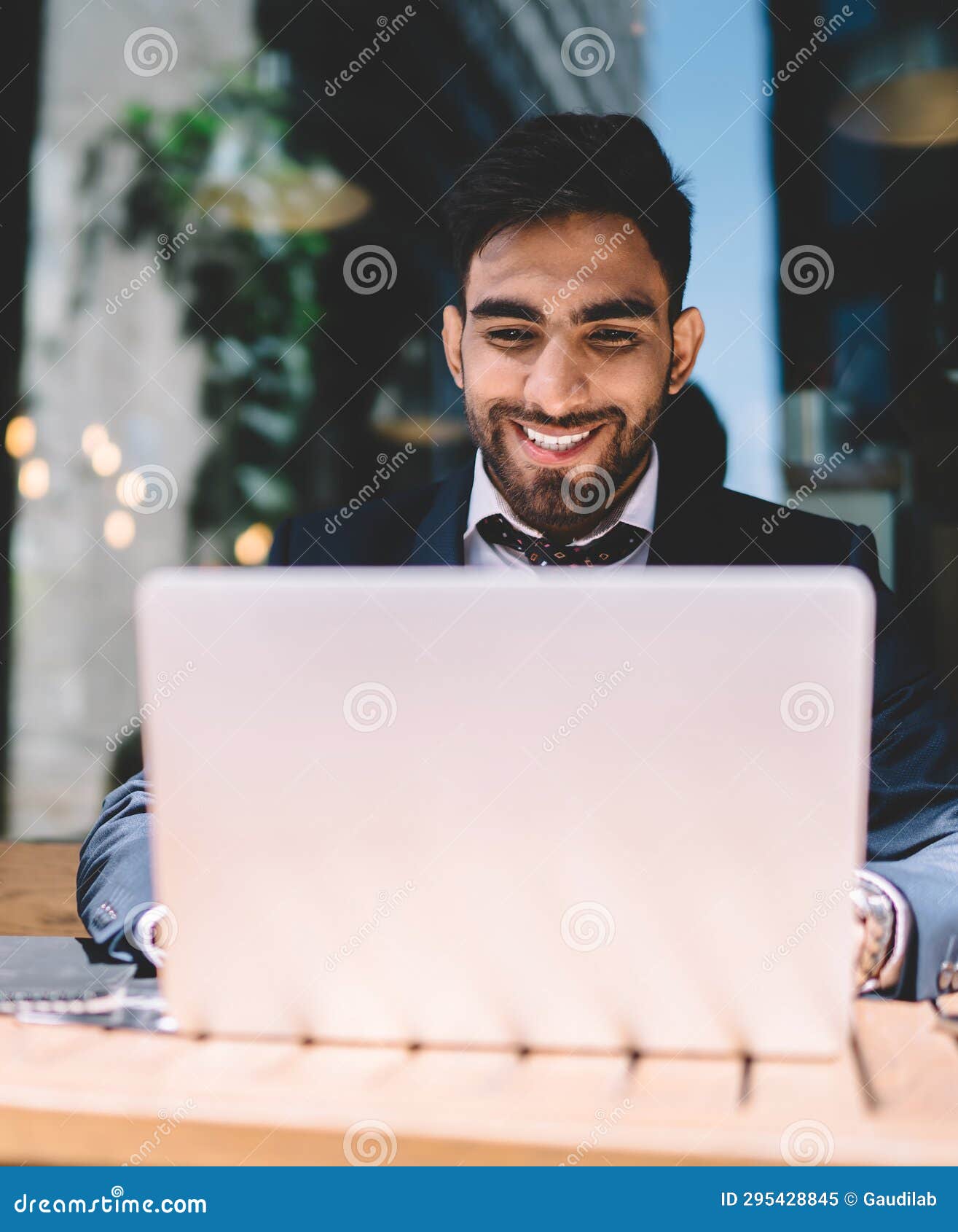 Enjoying Internet Connection, Successful Man in Suit Typing Email Stock ...