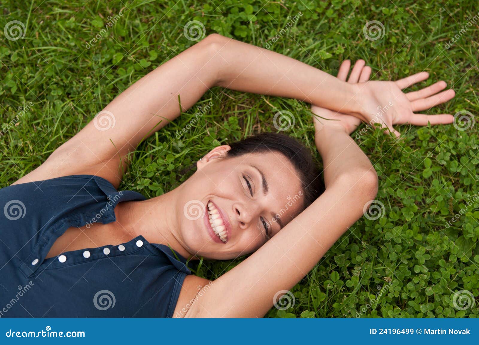 Enjoying Life Woman Lying In Grass Stock Image Image Of Relax