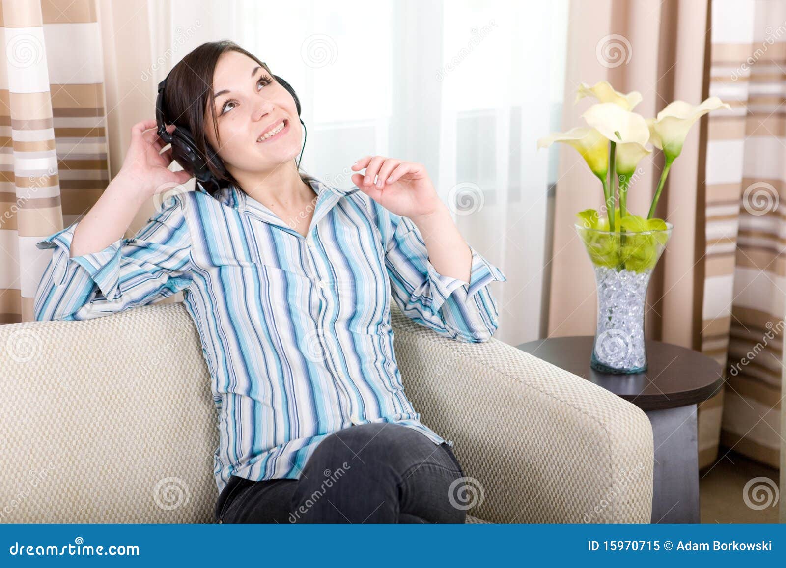 Enjoying music stock image. Image of caucasian, positive - 15970715
