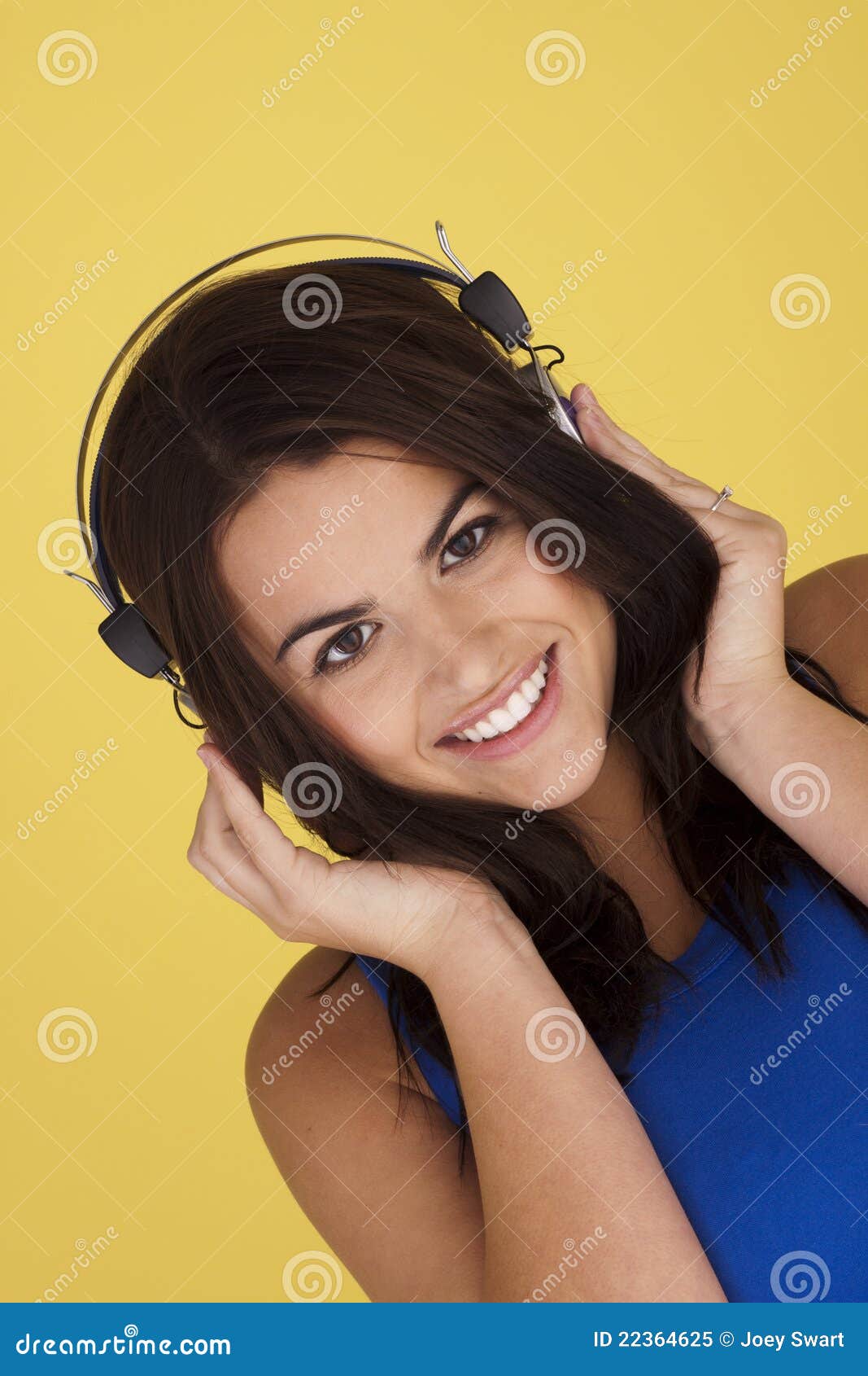 Enjoying music. stock image. Image of cute, leisure, brunette - 22364625
