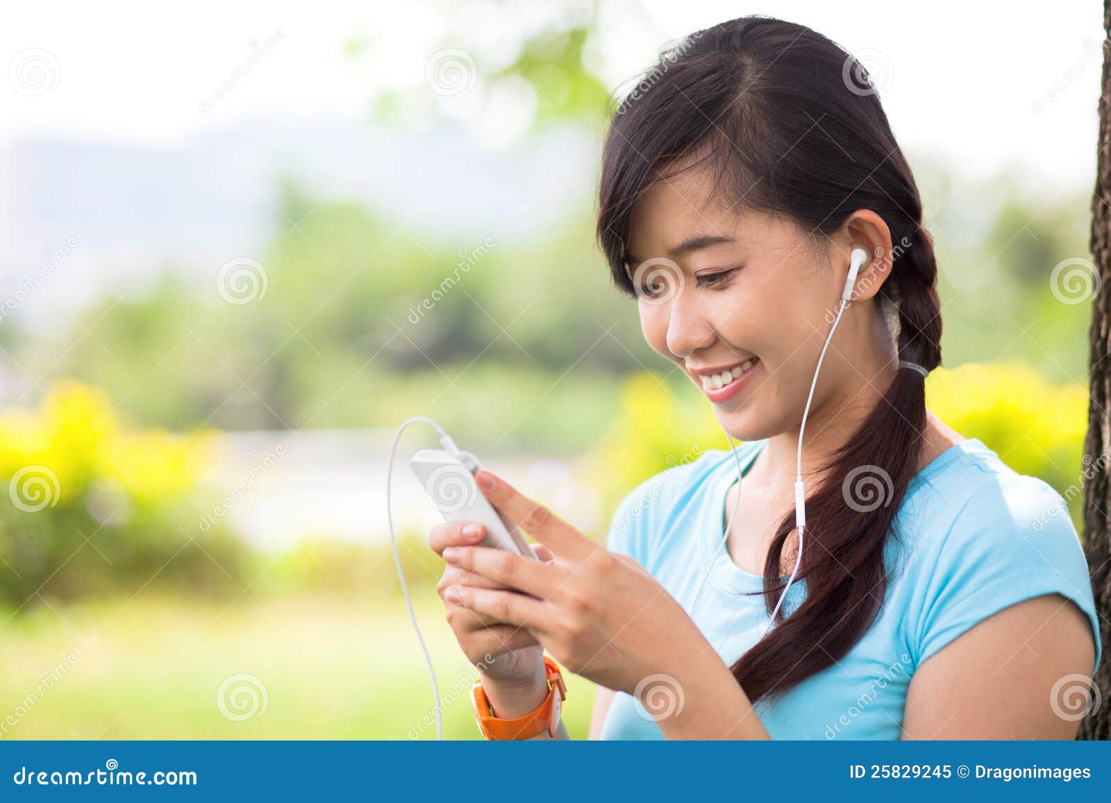 Enjoying music stock image. Image of music, outdoor, hear - 25829245