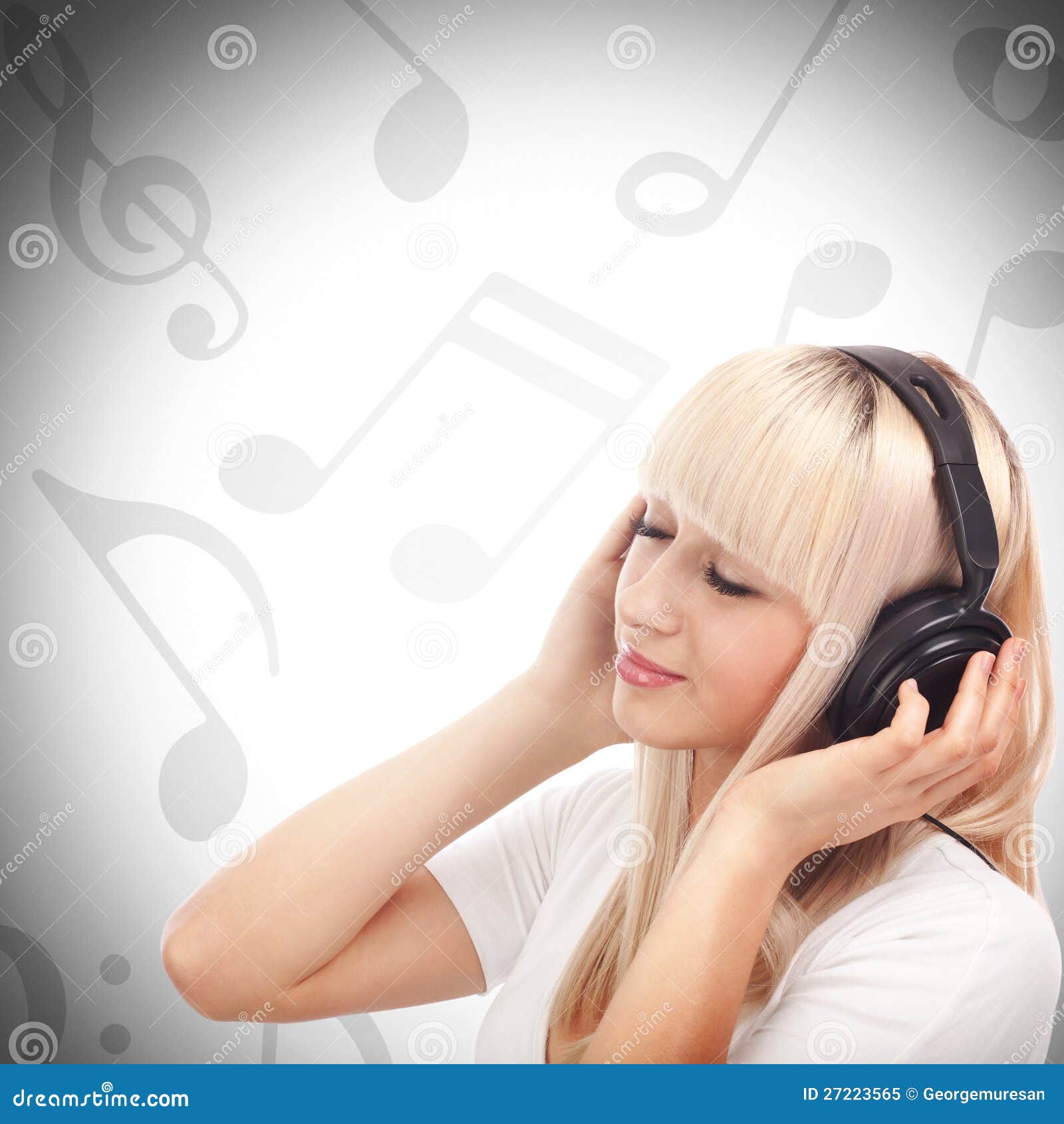 Enjoying music stock image. Image of hand, fashion, hair - 27223565
