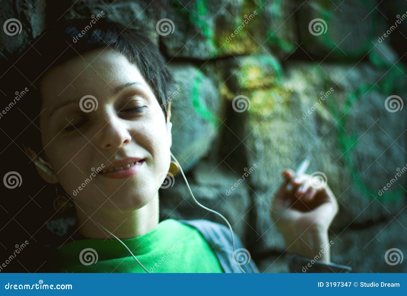Enjoying music stock image. Image of nature, listen, model - 3197347