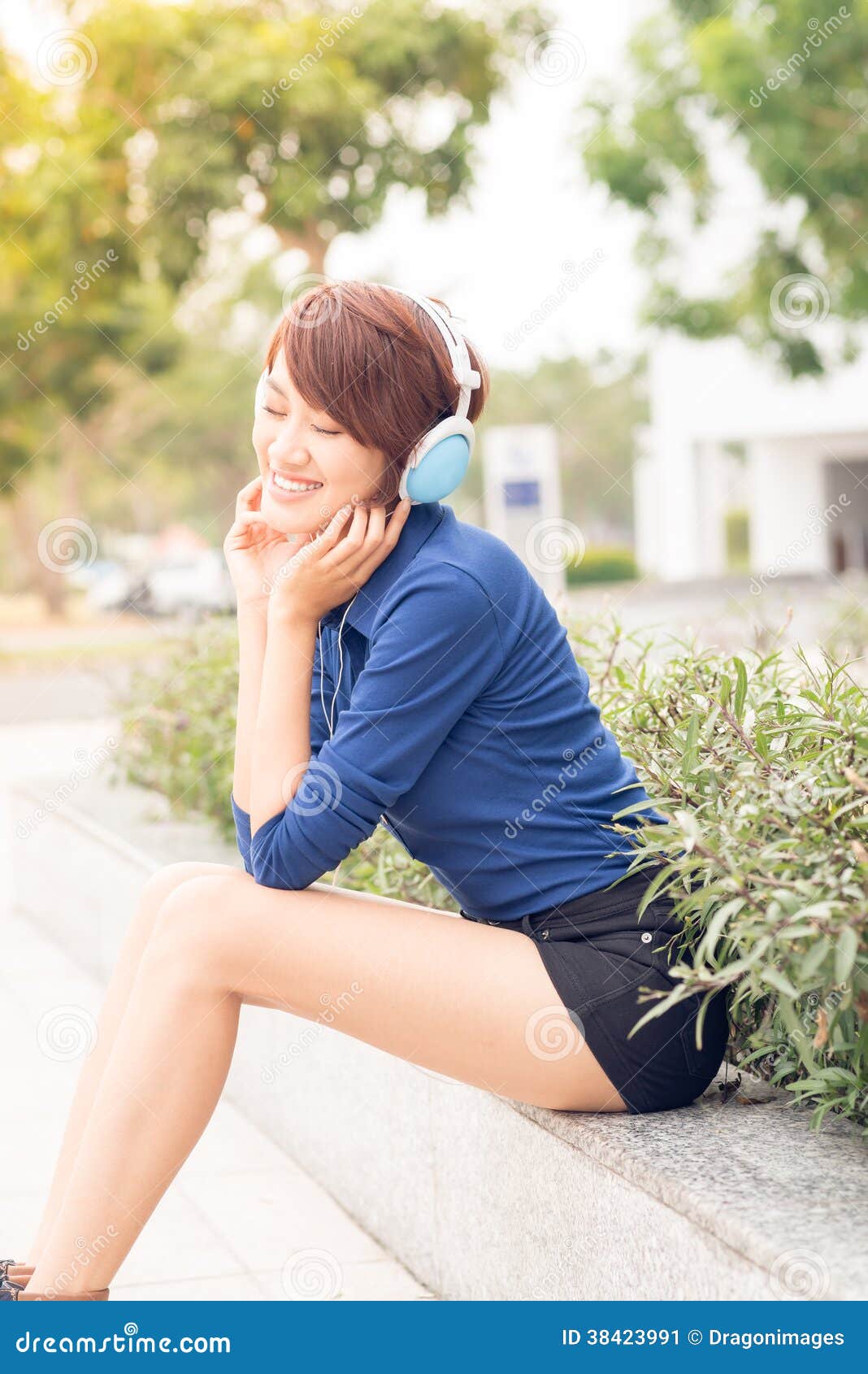 Enjoying the music stock image. Image of headphones, alone - 38423991