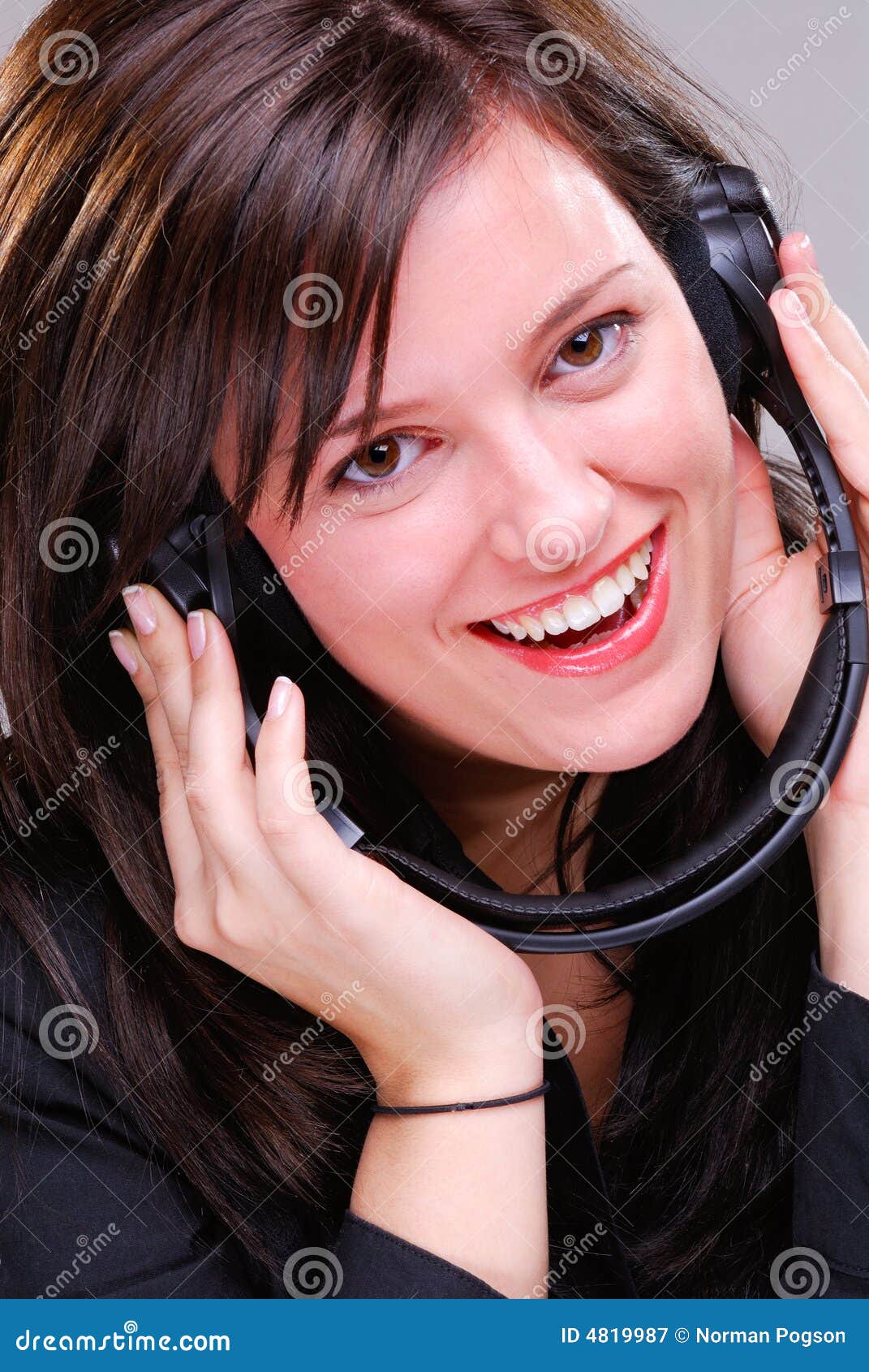 Enjoying Music stock image. Image of brunette, indoors - 4819987