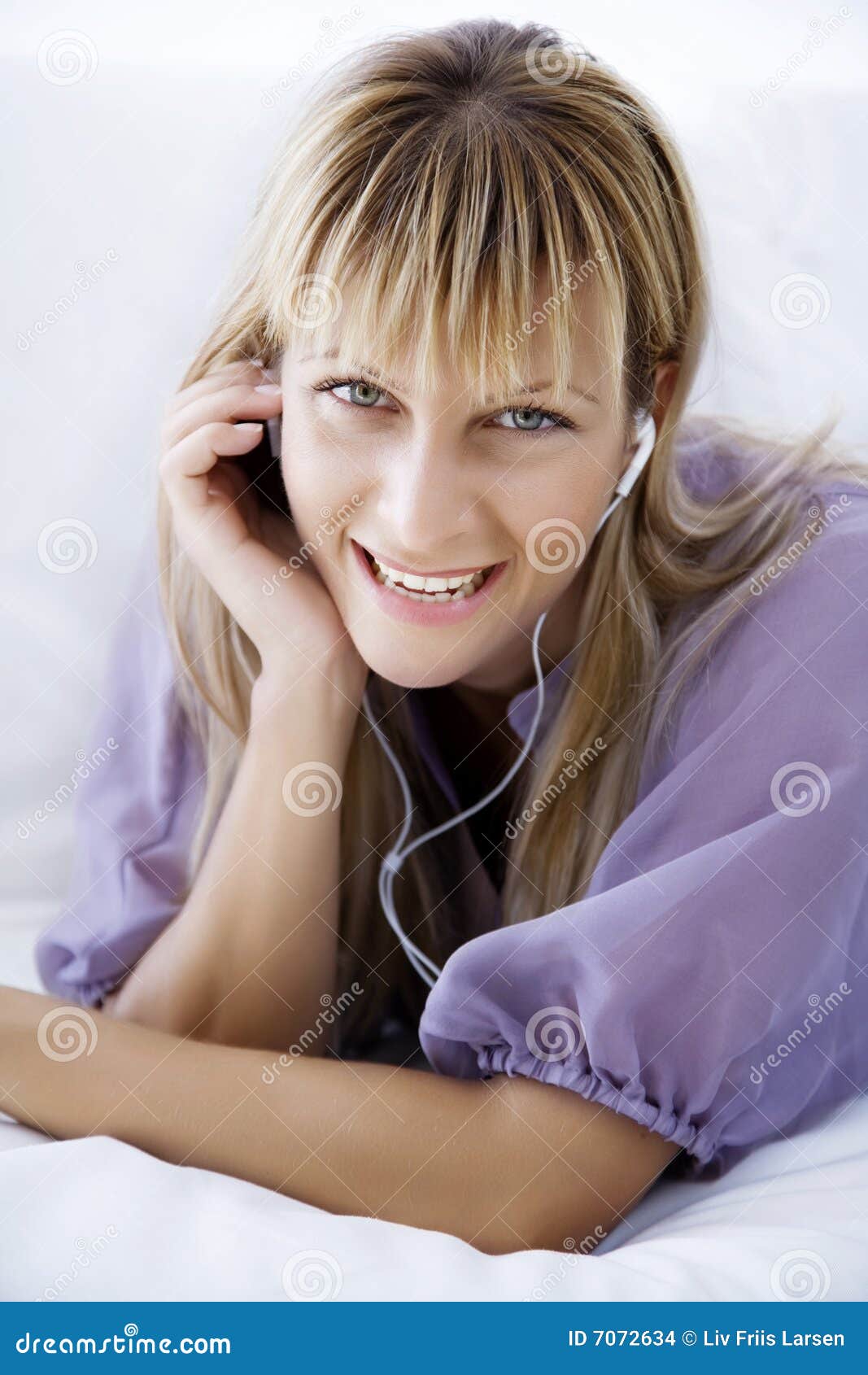 Enjoying music stock photo. Image of front, lying, lifestyle - 7072634