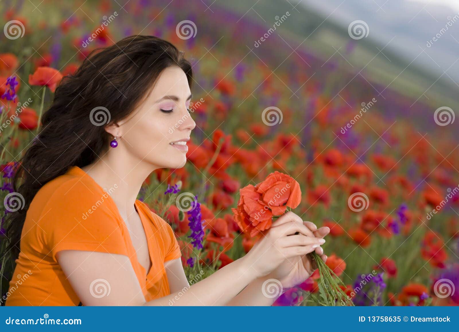 Enjoying the nature stock image. Image of flowers, female - 13758635