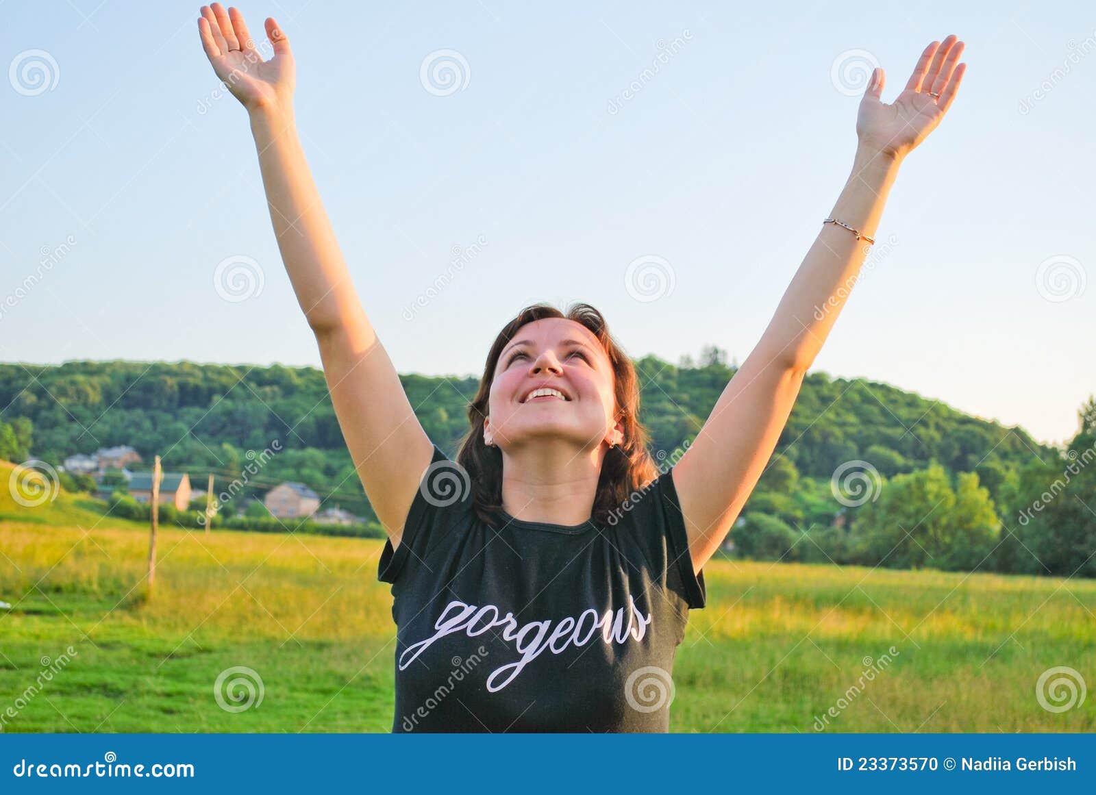 Enjoying nature stock photo. Image of girl, outdoor, green - 23373570