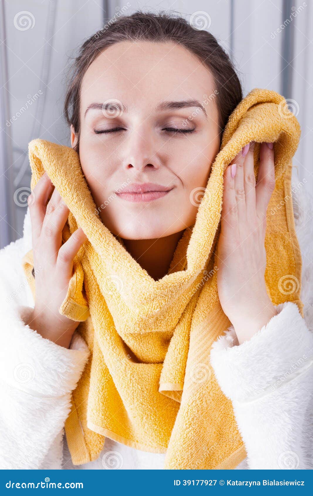 Enjoying the Softness of a Towel Stock Image - Image of face, clean ...