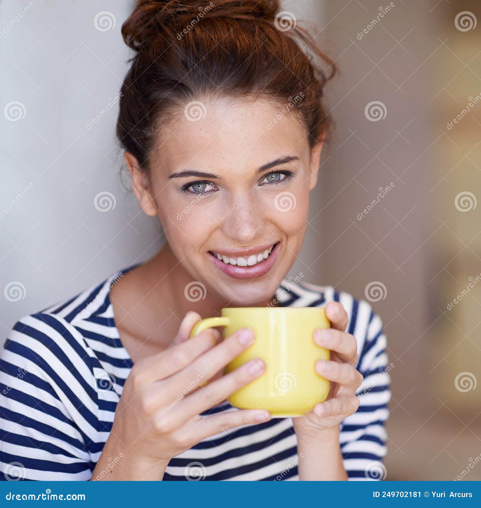 Enjoying Some Java. Portrait of an Attractive Young Woman Enjoying a ...