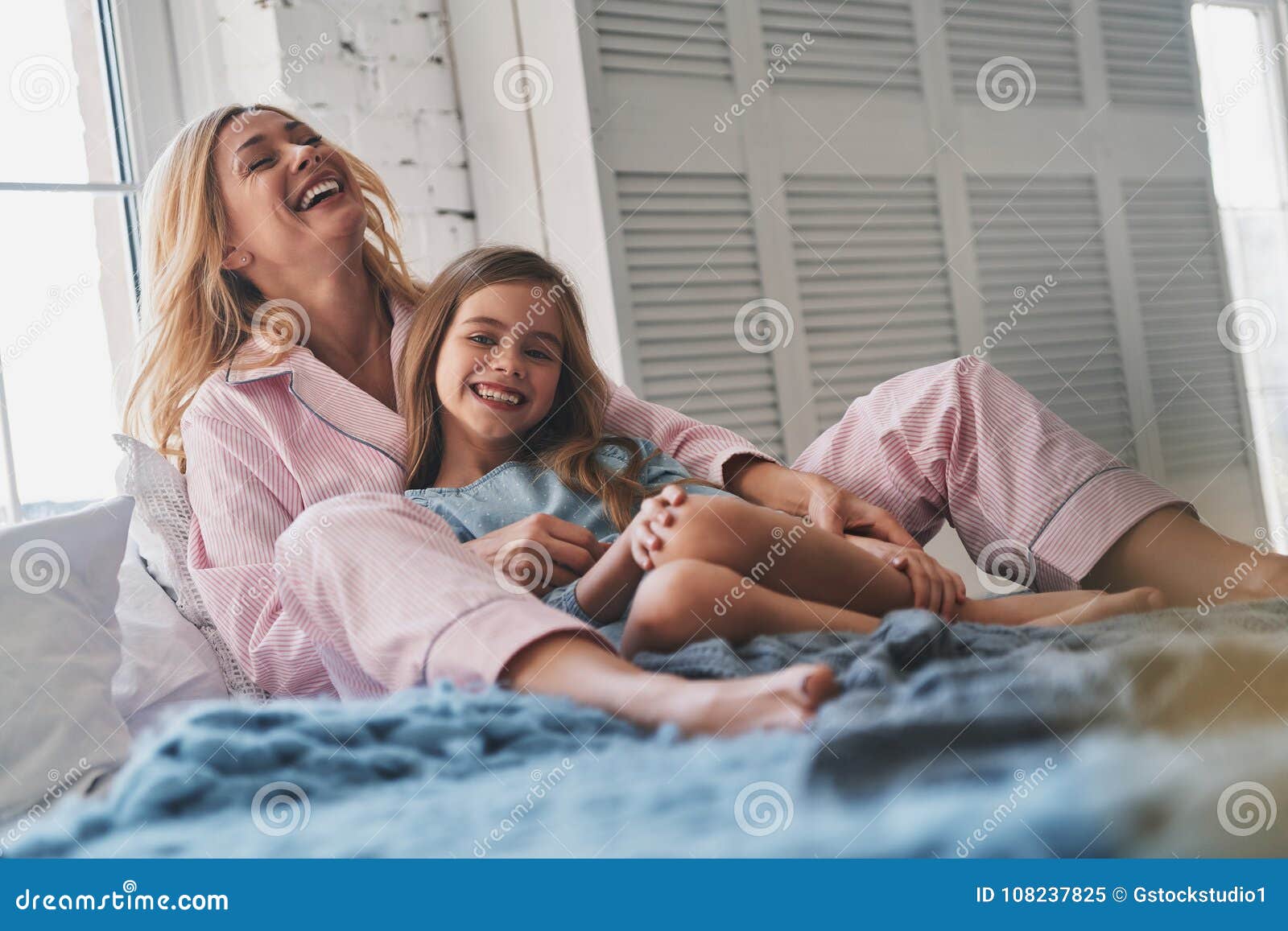 Enjoying Time Together Beautiful Young Mother Embracing Her Daughter
