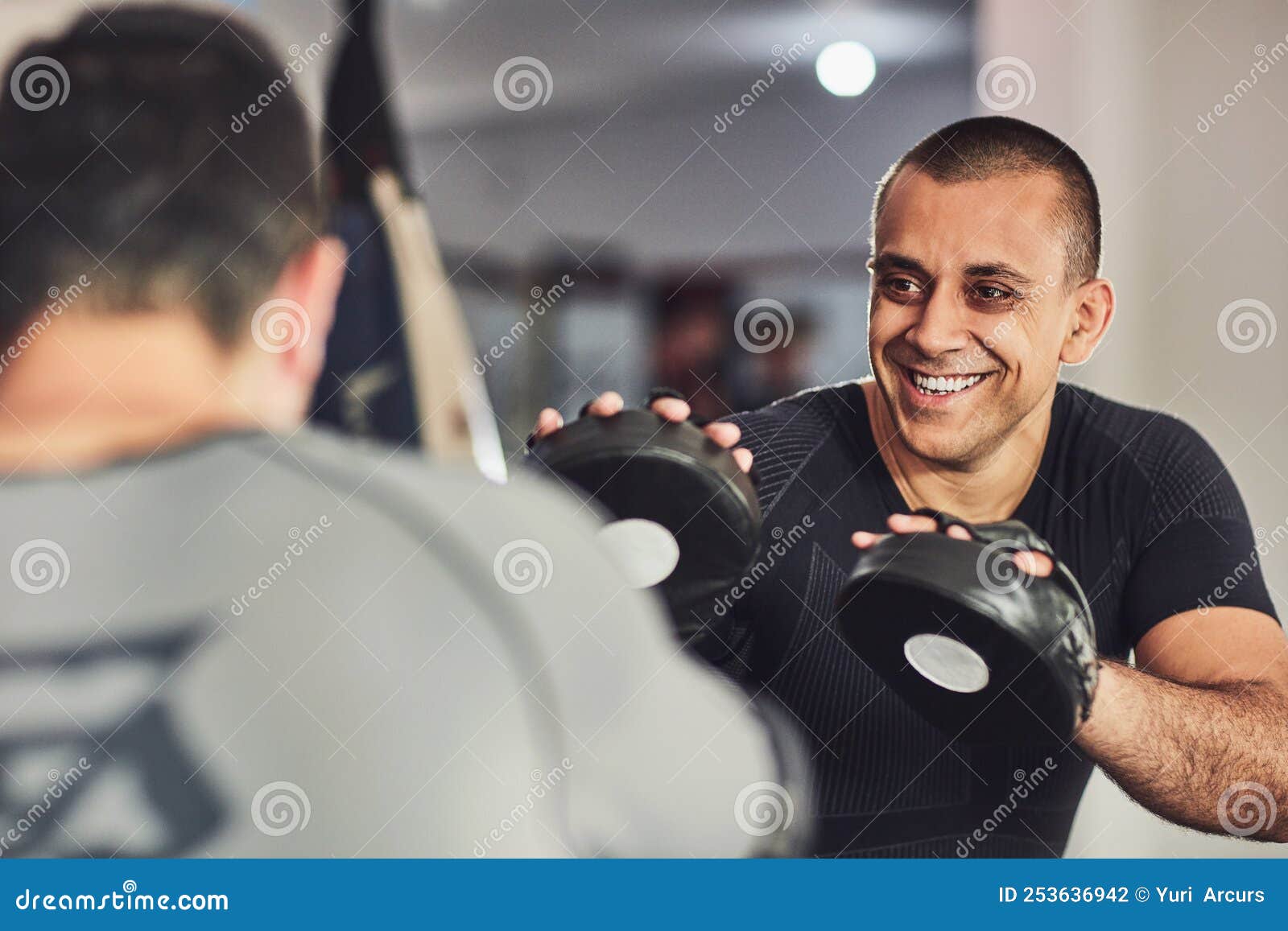 Enjoying the Training Session. Two Professional Fighters Sparring in ...