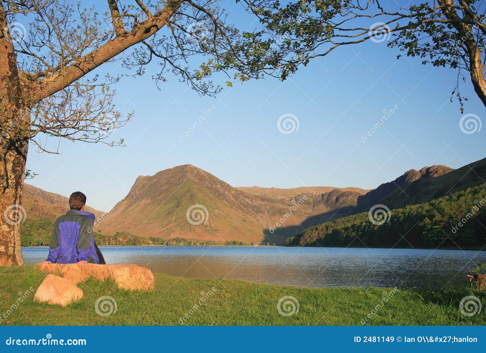 Enjoying the view stock image. Image of water, relax, hill - 2481149