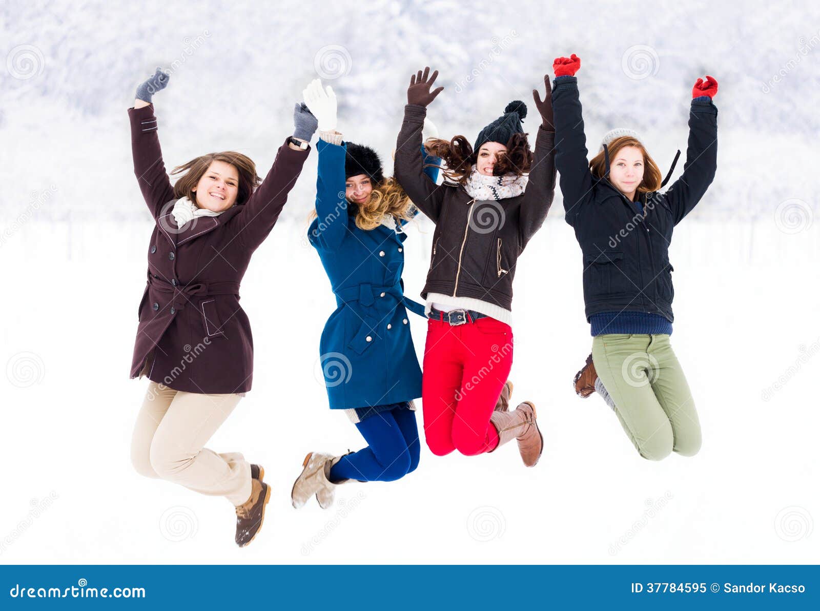 Enjoying Winter with Friends Stock Image - Image of enjoy, enjoyment ...