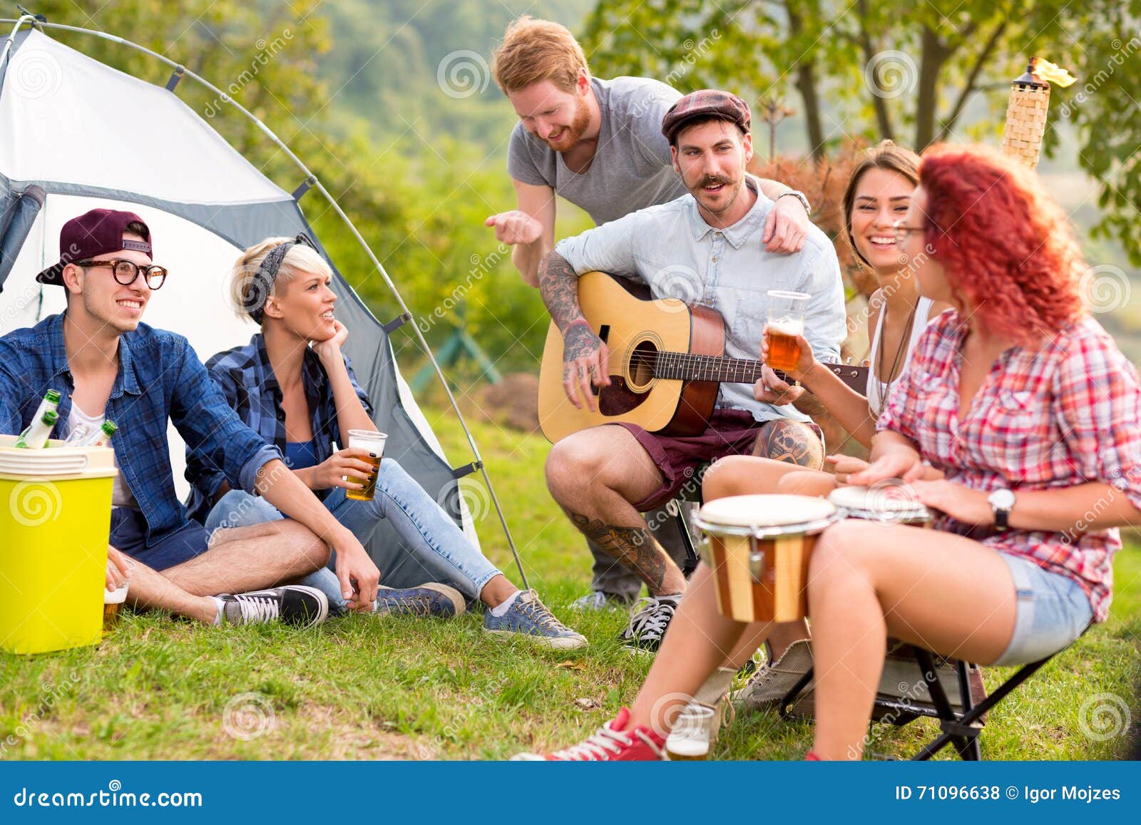 Enjoyment of Youth in Camp in Nature Stock Photo - Image of festival ...
