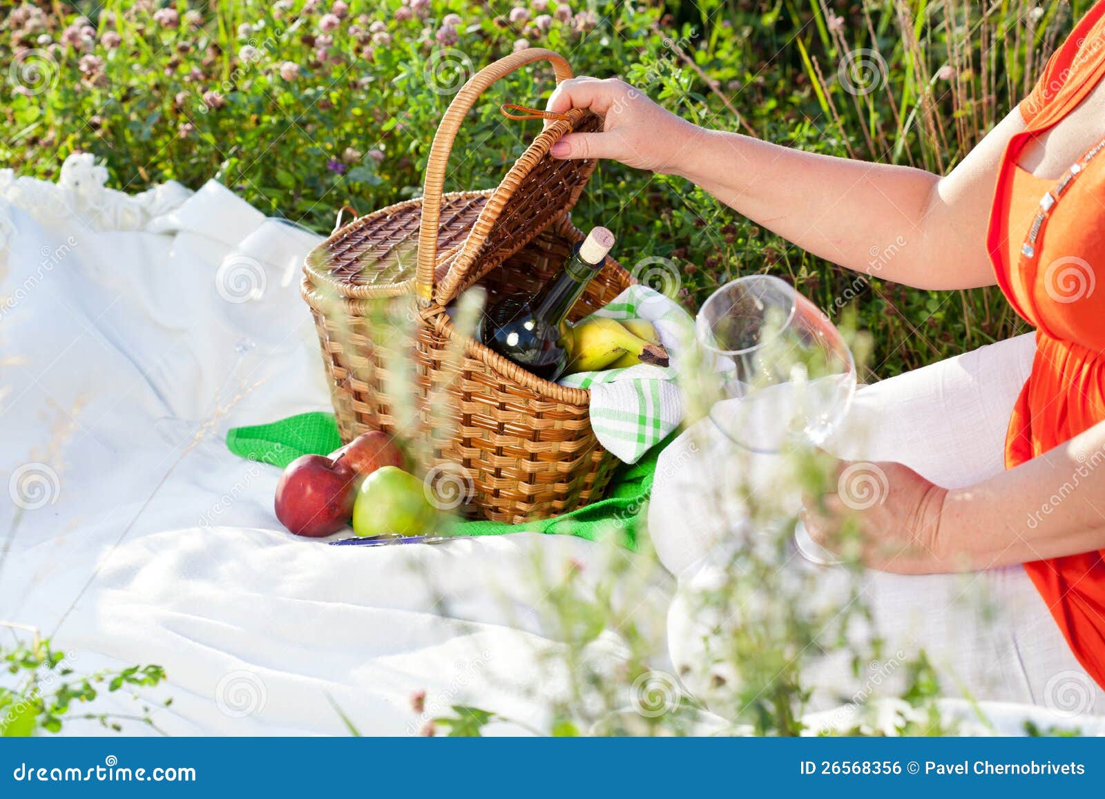 Enjoyng Lunch, Picnic Outdoors Stock Photo - Image of breakfast, green ...
