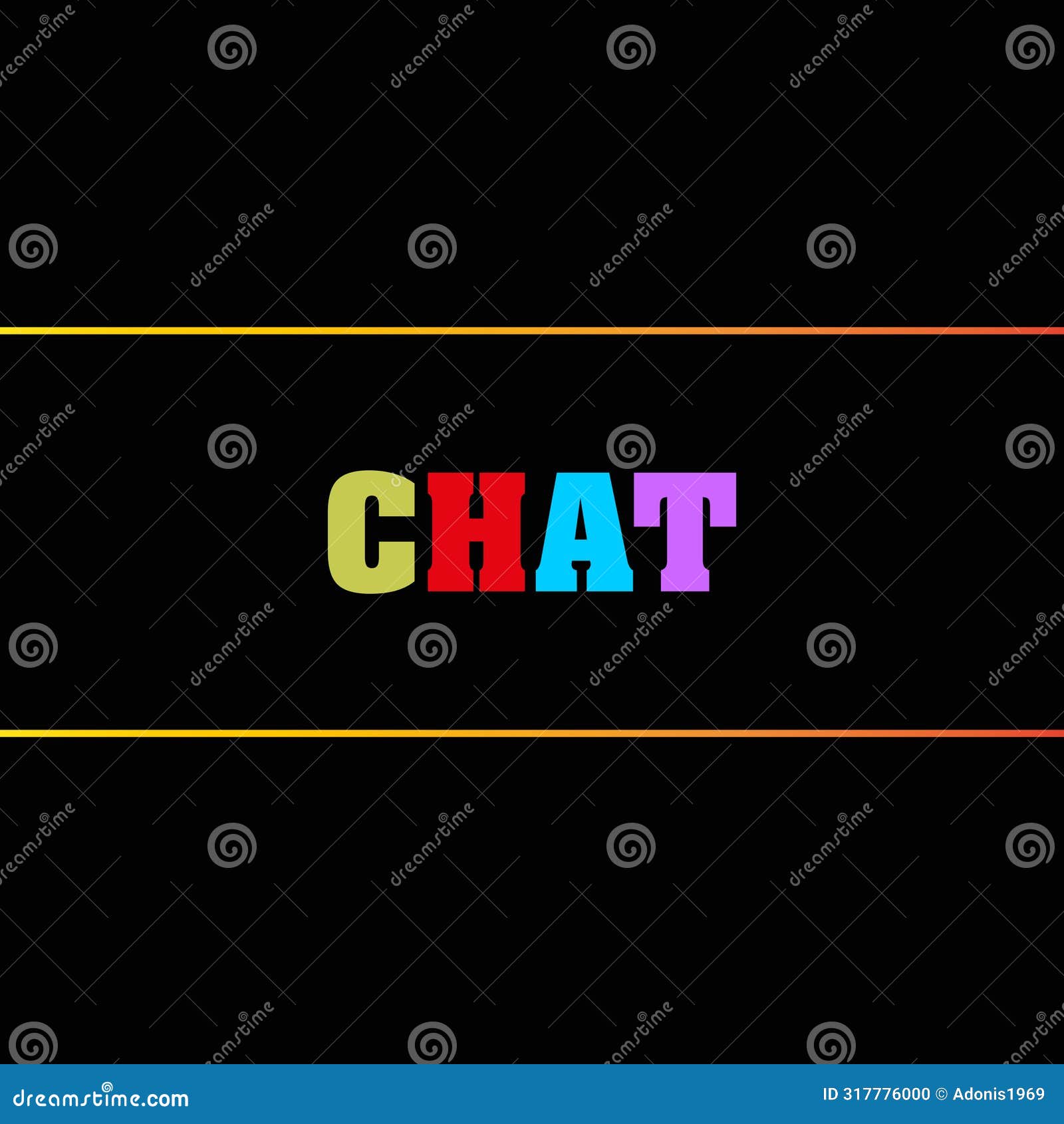 Chat word block on black stock illustration. Illustration of discussion ...