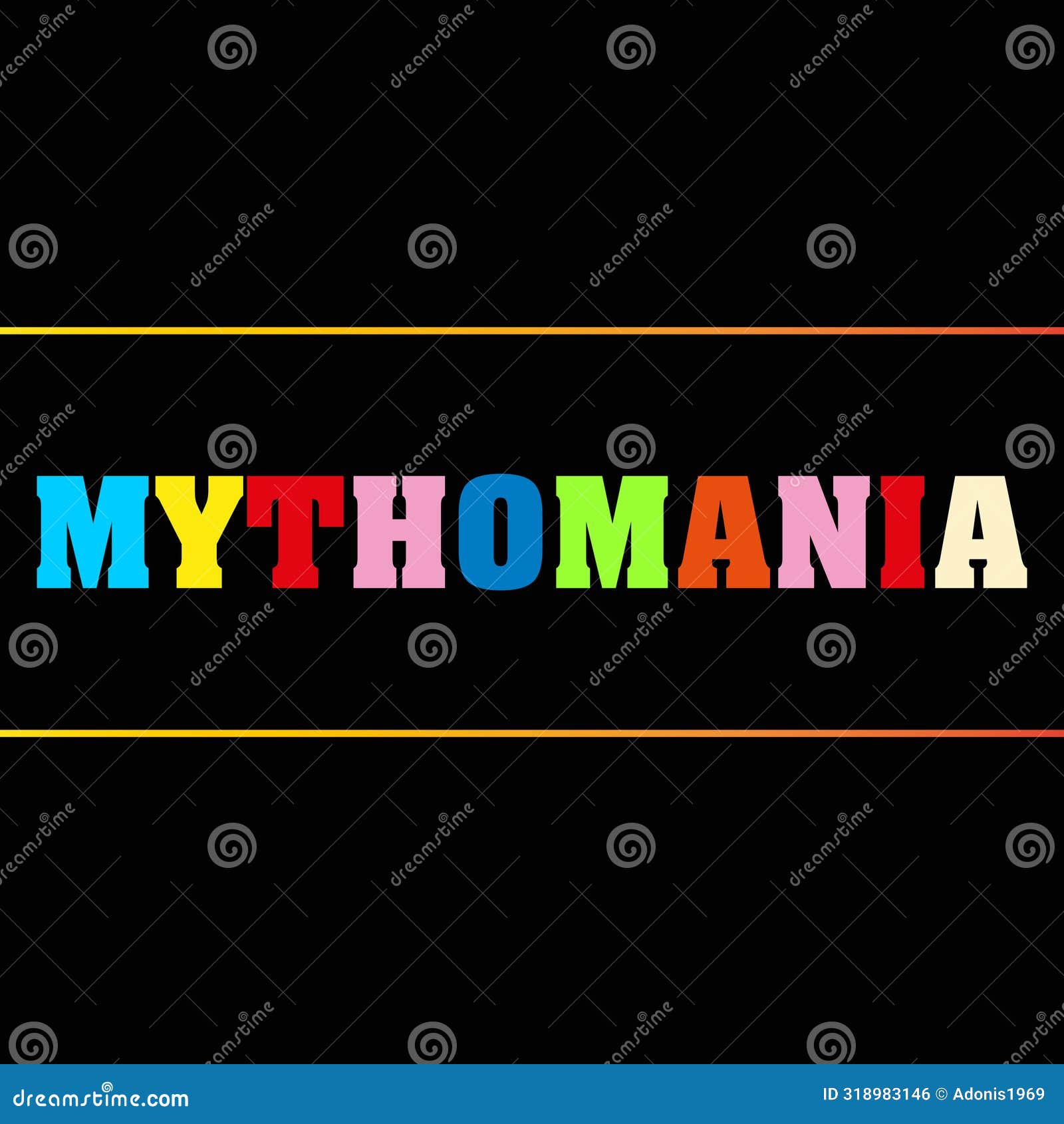 Mythomania Word Block on Black Stock Illustration - Illustration of ...