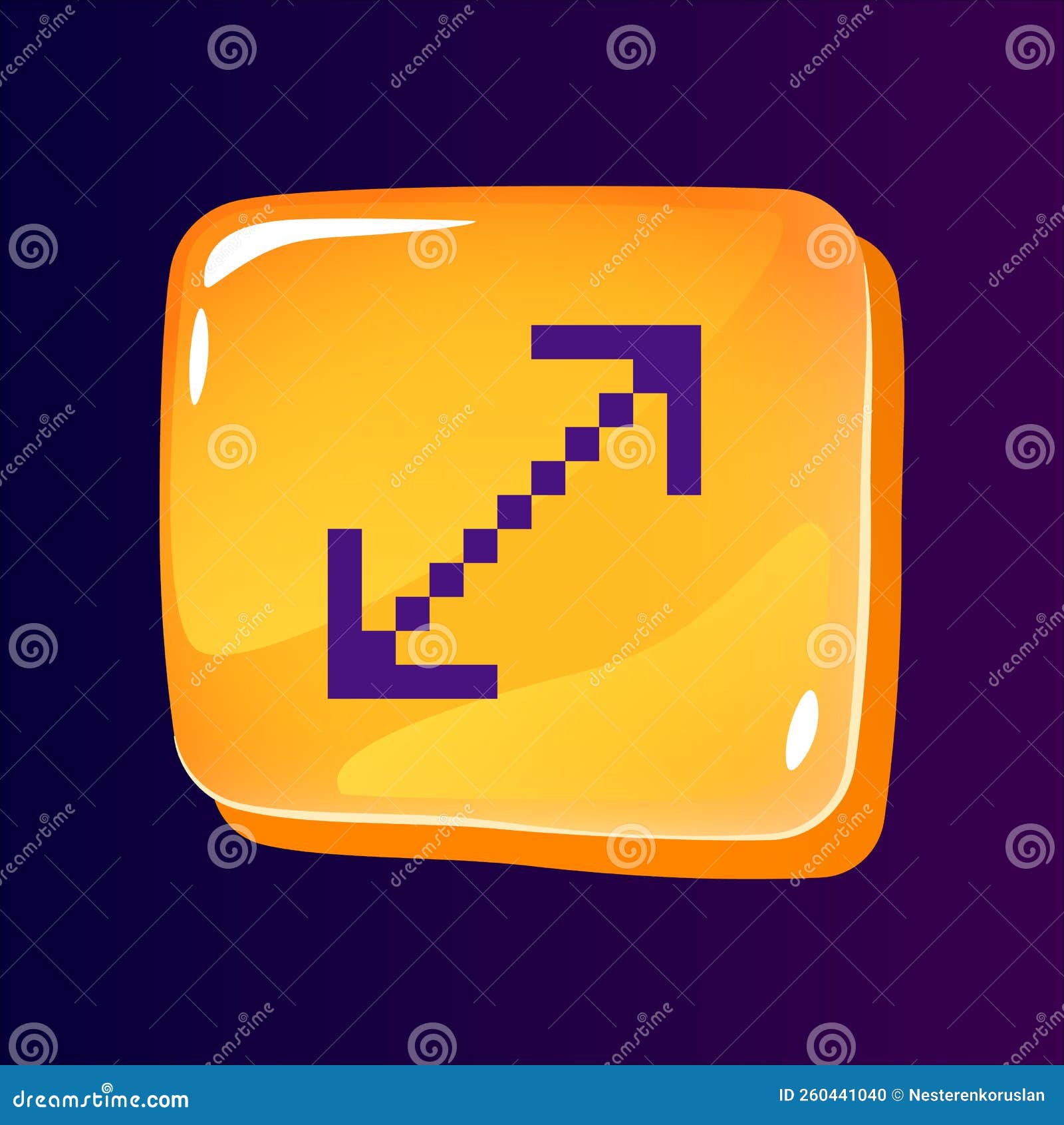 Enlarge Glossy Ui Button with Pixelated Color Icon Stock Vector ...