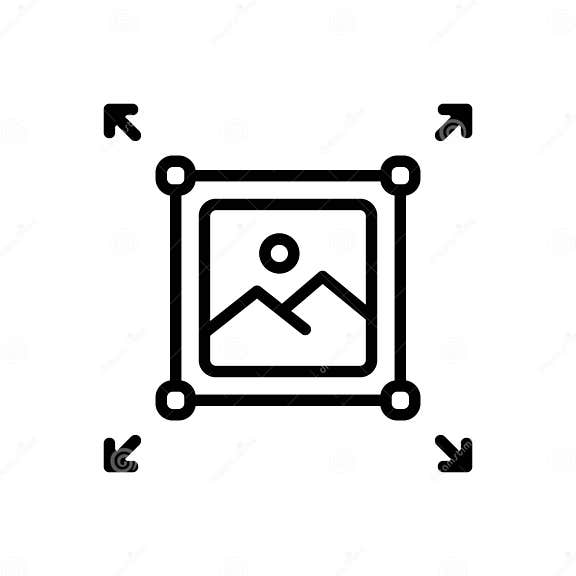 Black Line Icon for Enlarge, Enhance and Image Stock Vector ...