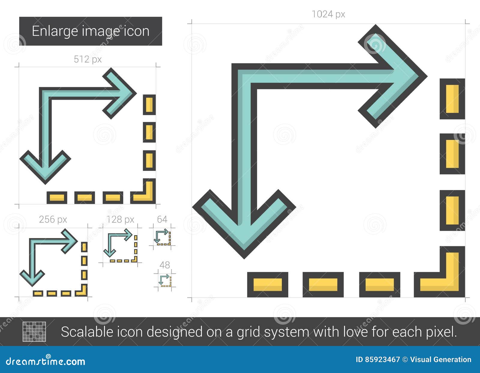 Enlarge image line icon. stock vector. Illustration of button - 85923467