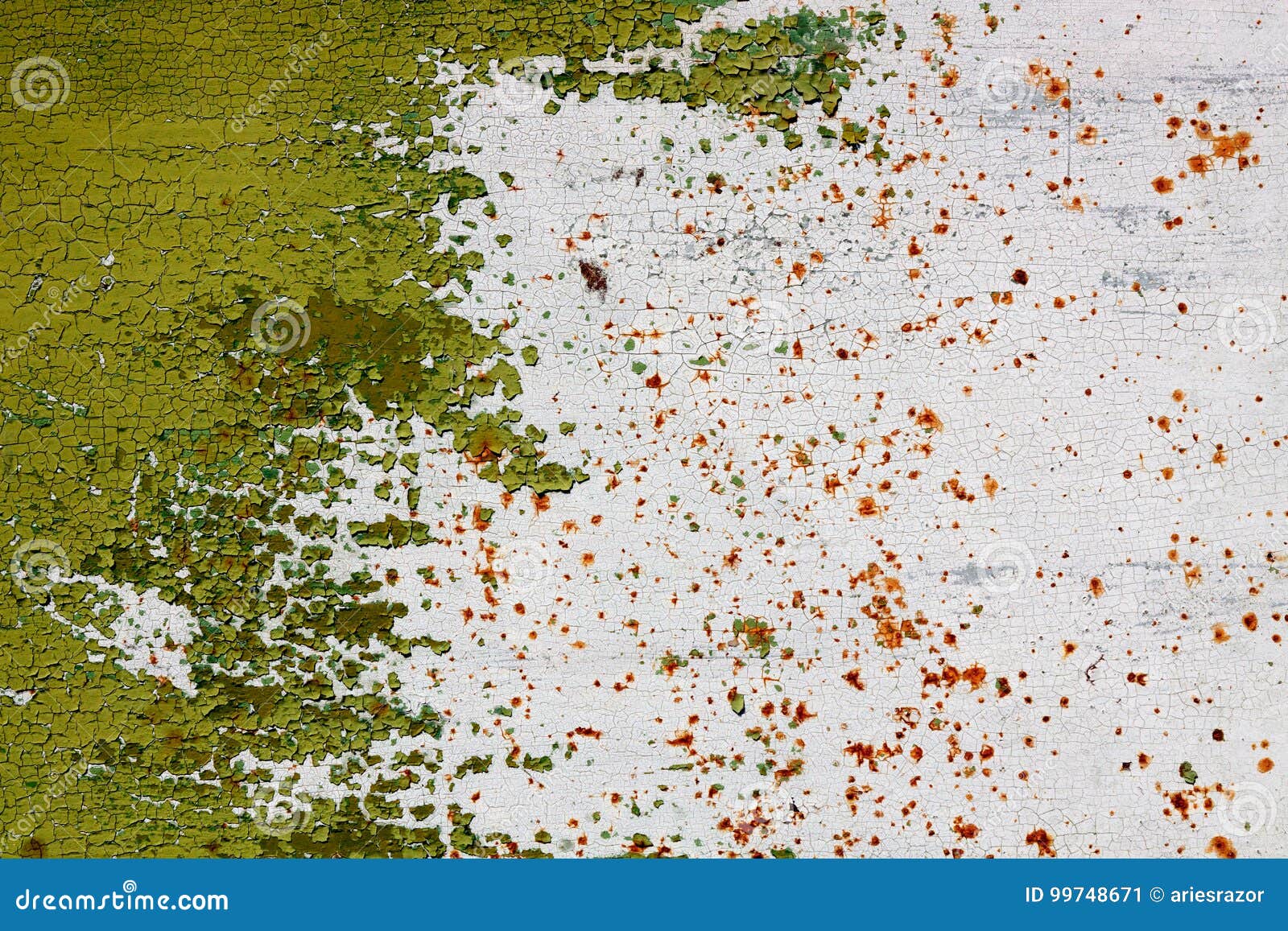 Old Metal Green and White Painted Background with Streaks of Rust ...