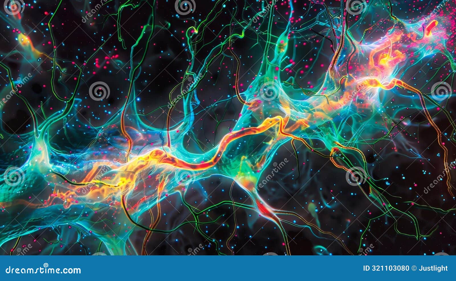 An Enlarged Image Showcasing the Complex Network of Axons and Dendrites ...