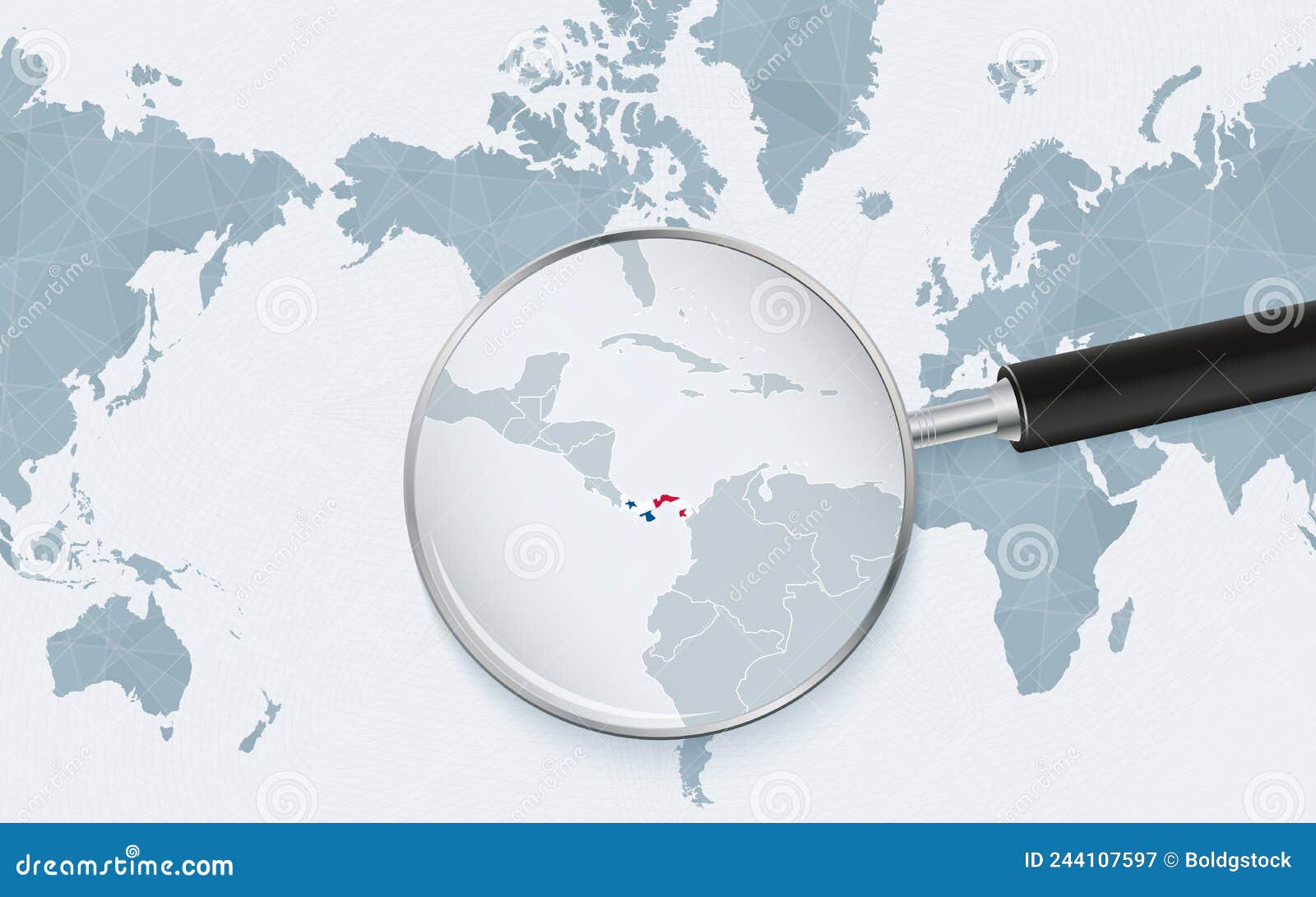 Enlarged Map of Panama on America Centered World Map. Magnified Map and ...