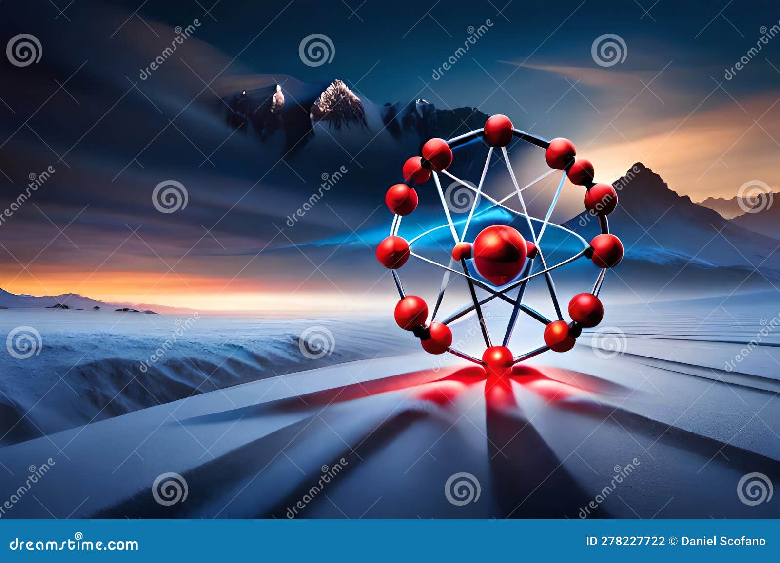 Enlarged Model of an Atom with a Nucleus of Protons, Neutrons and ...